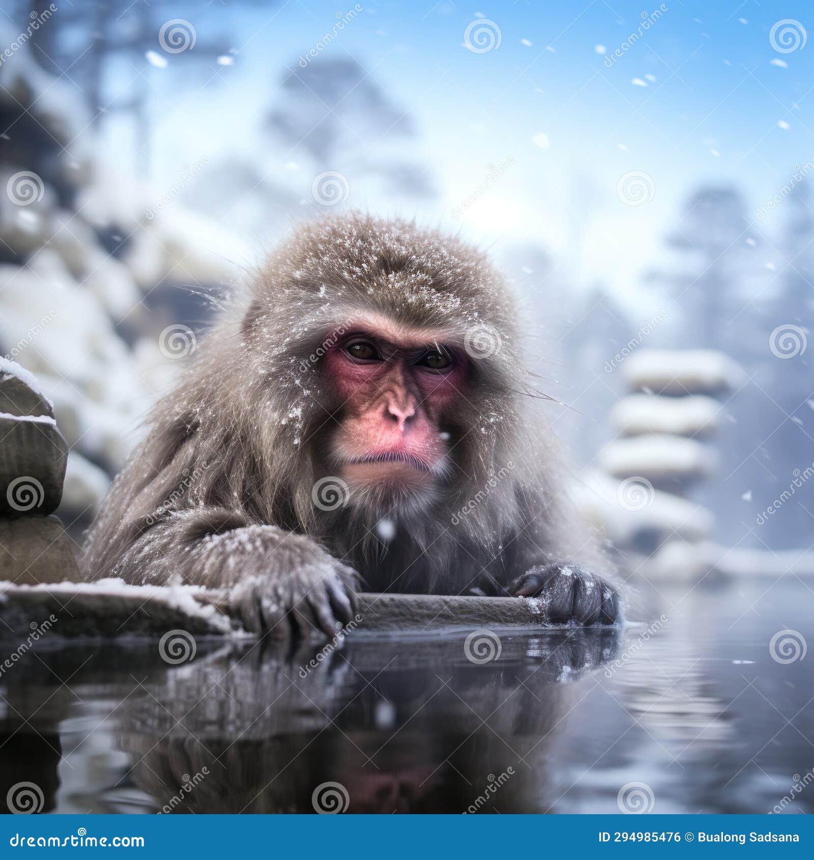 Snow Monkey stock illustration. Illustration of winter - 294985476