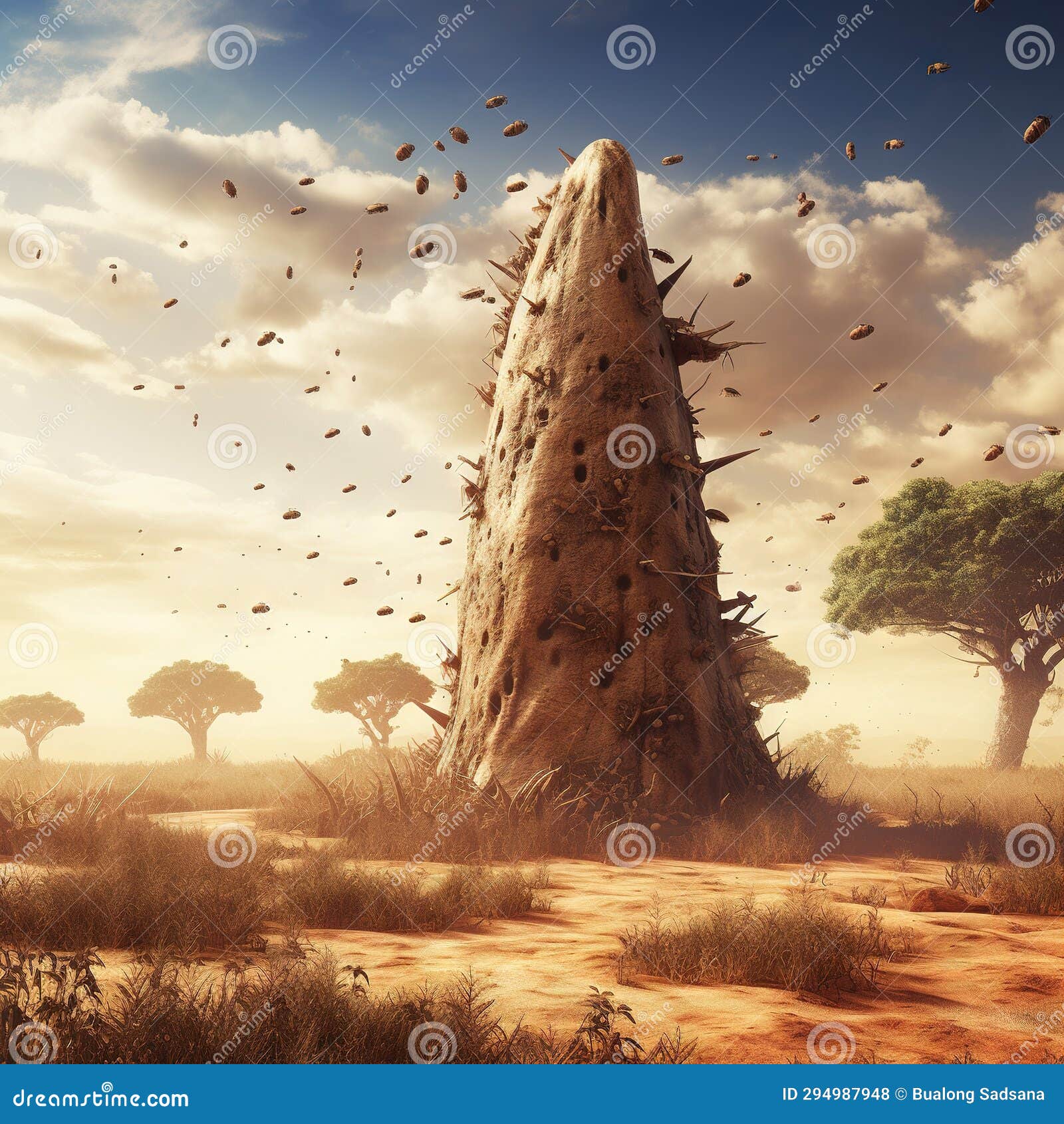 Termite mound stock illustration. Illustration of landscape - 294987948