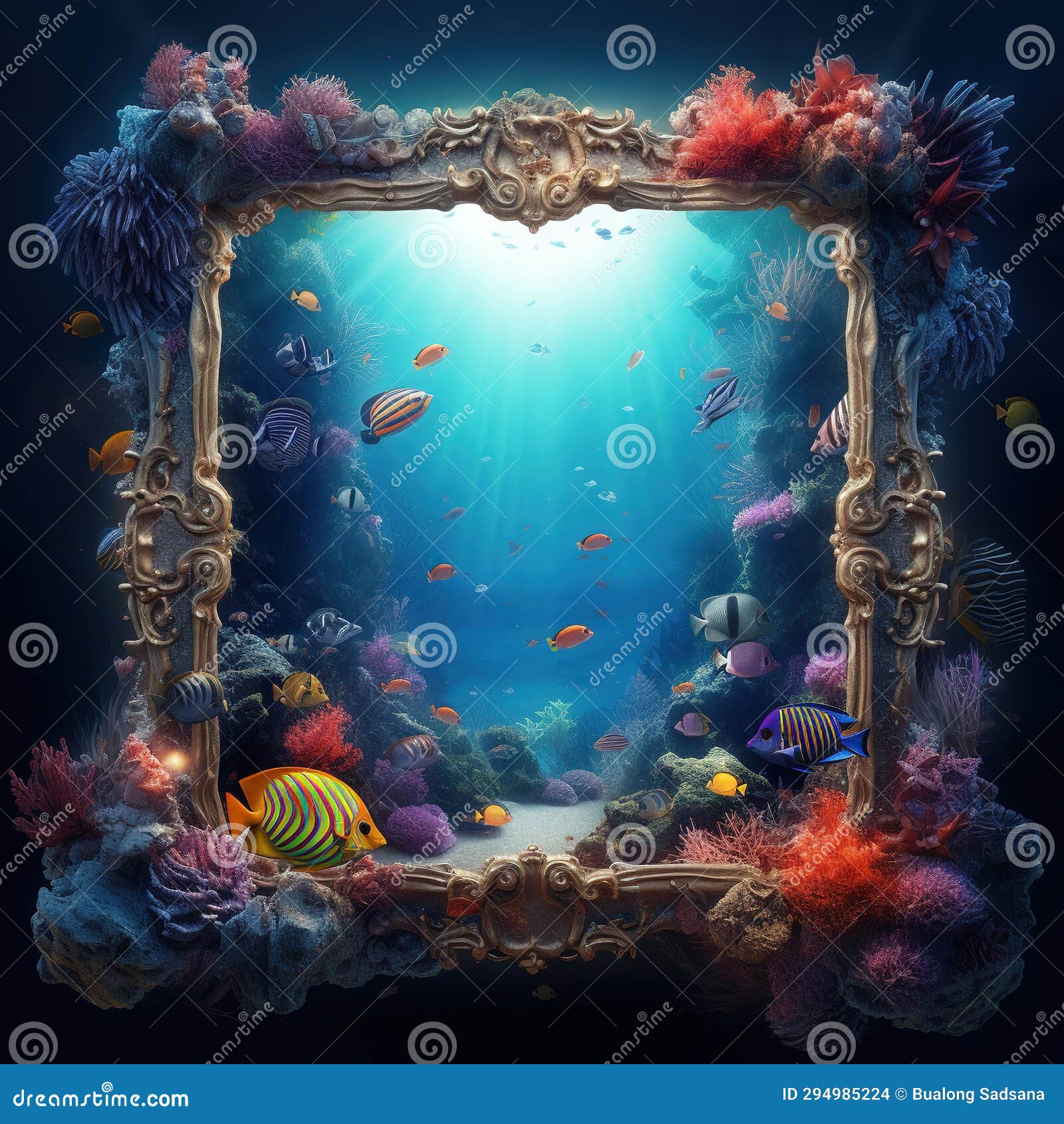 Underwater frame stock illustration. Illustration of decorative - 294985224