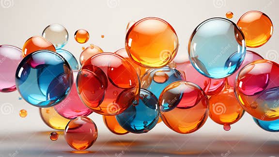 Different Color Bubbles Floating in a Large Bubble Shape with Light ...