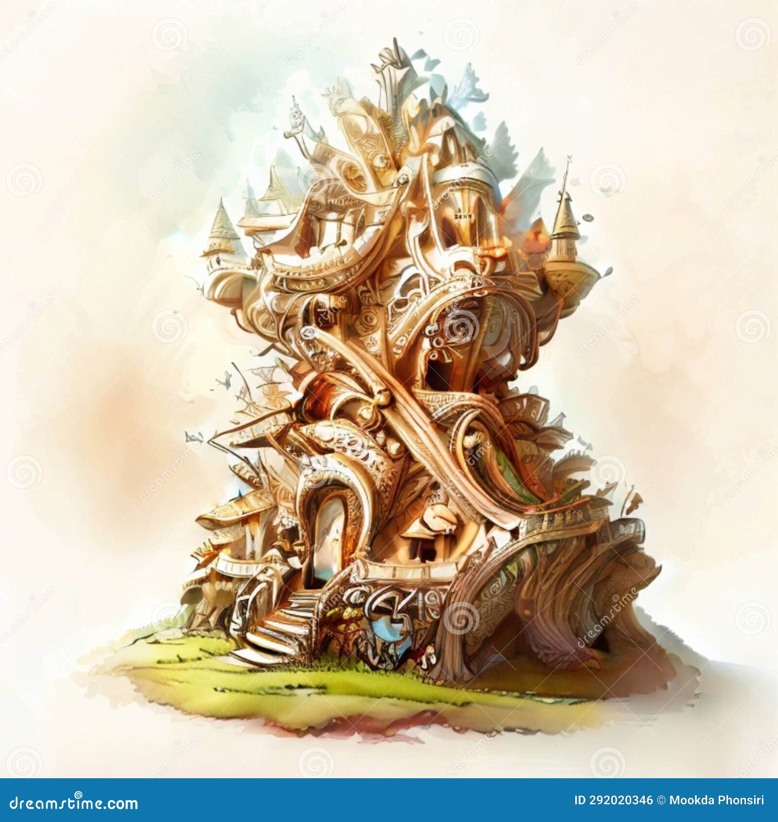 Ai Generated. Illustration of an Imaginary Golden Castle. Stock ...