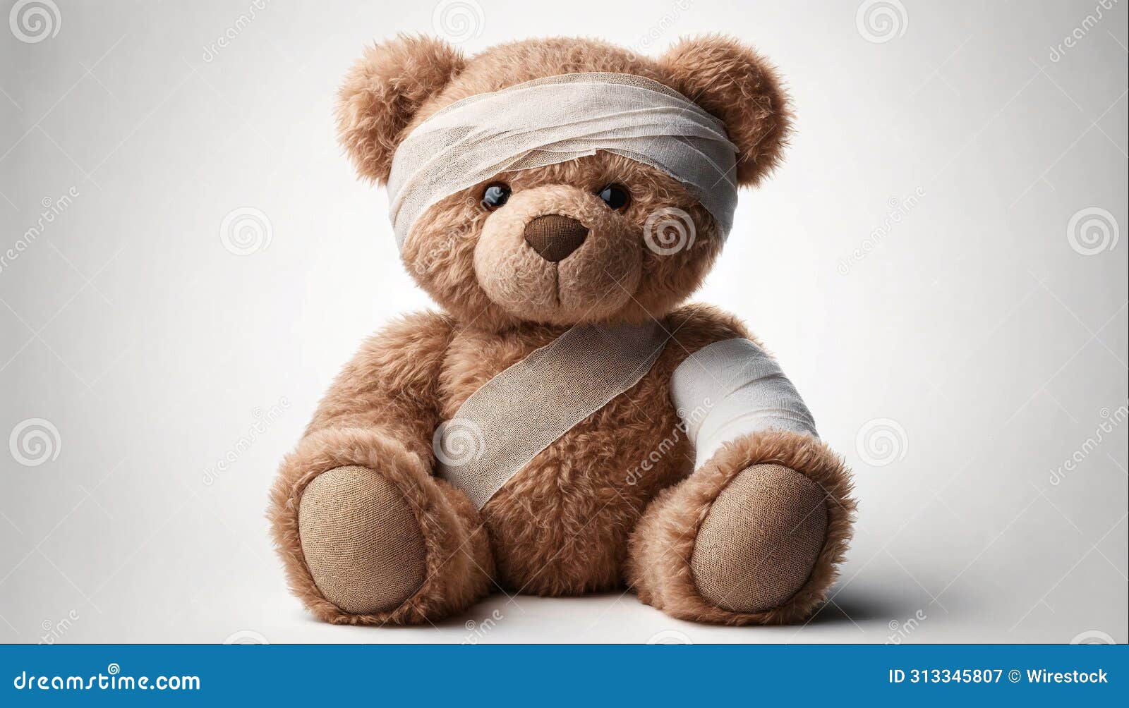 AI Generated Illustration of an Injured Teddy Bear with Bandages Stock ...