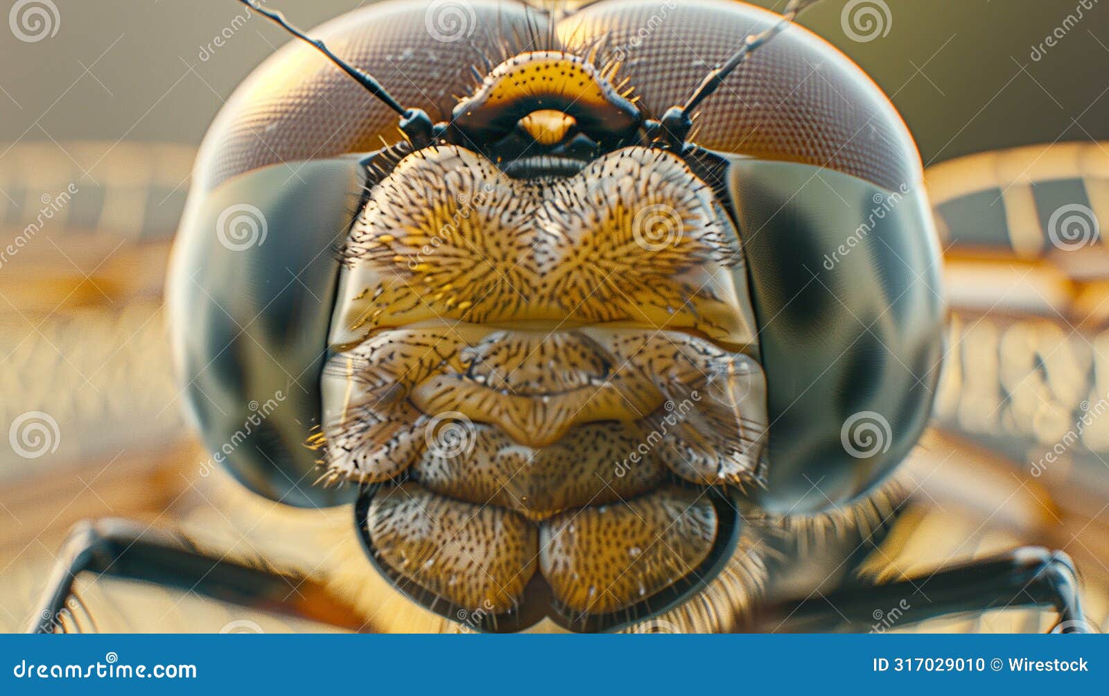 AI Generated Illustration of an Insect with Black and Gold Eyes and ...