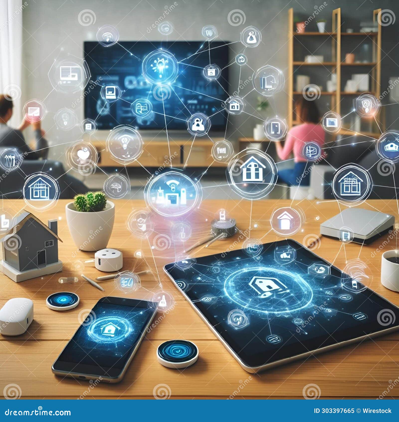AI Generated Illustration of Interconnected IoT Devices in a Smart Home ...