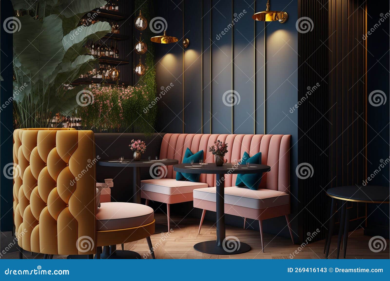 AI Generated Illustration of the Interior Design for Restaurant Stock ...