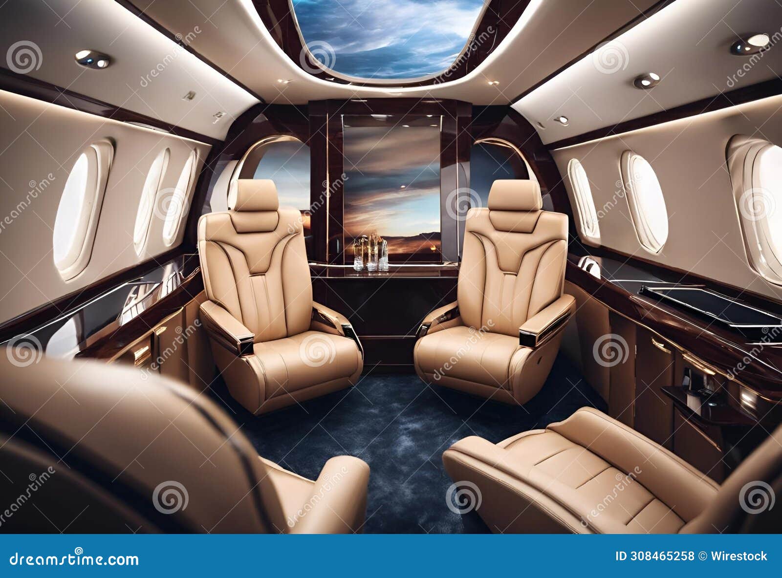 The Interior of a Private Jet that is Not Fully Loaded Stock ...