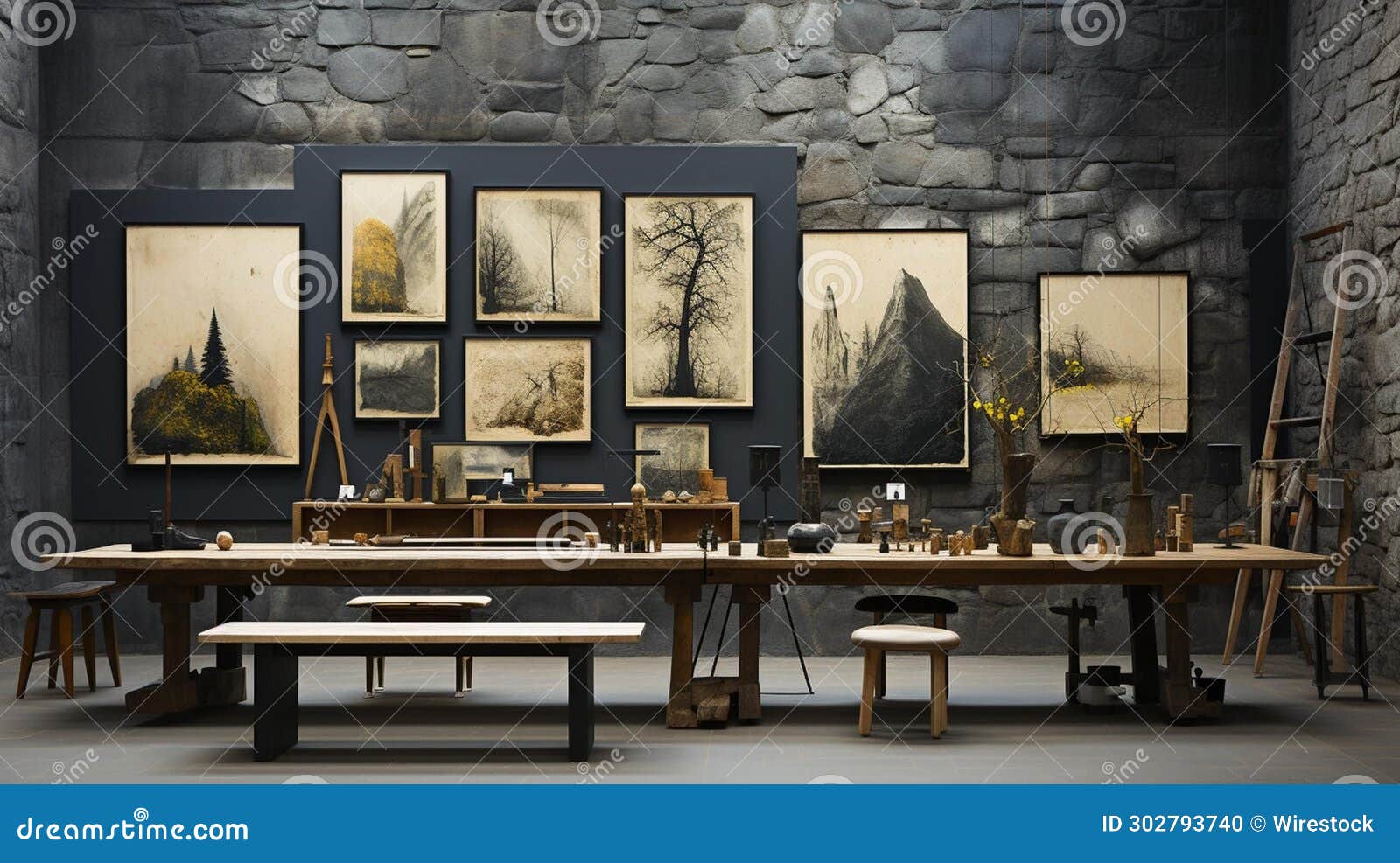 AI Generated Illustration of an Interior View of a Contemporary Art ...