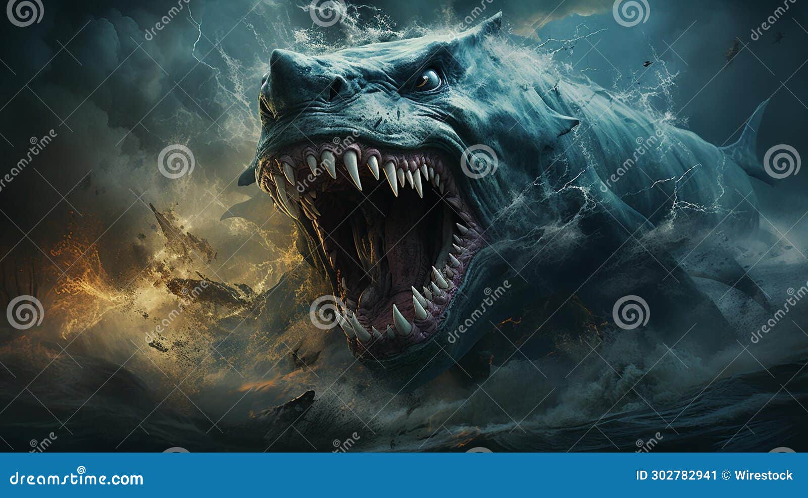 AI Generated Illustration of an Intimidating Aquatic Creature with a ...