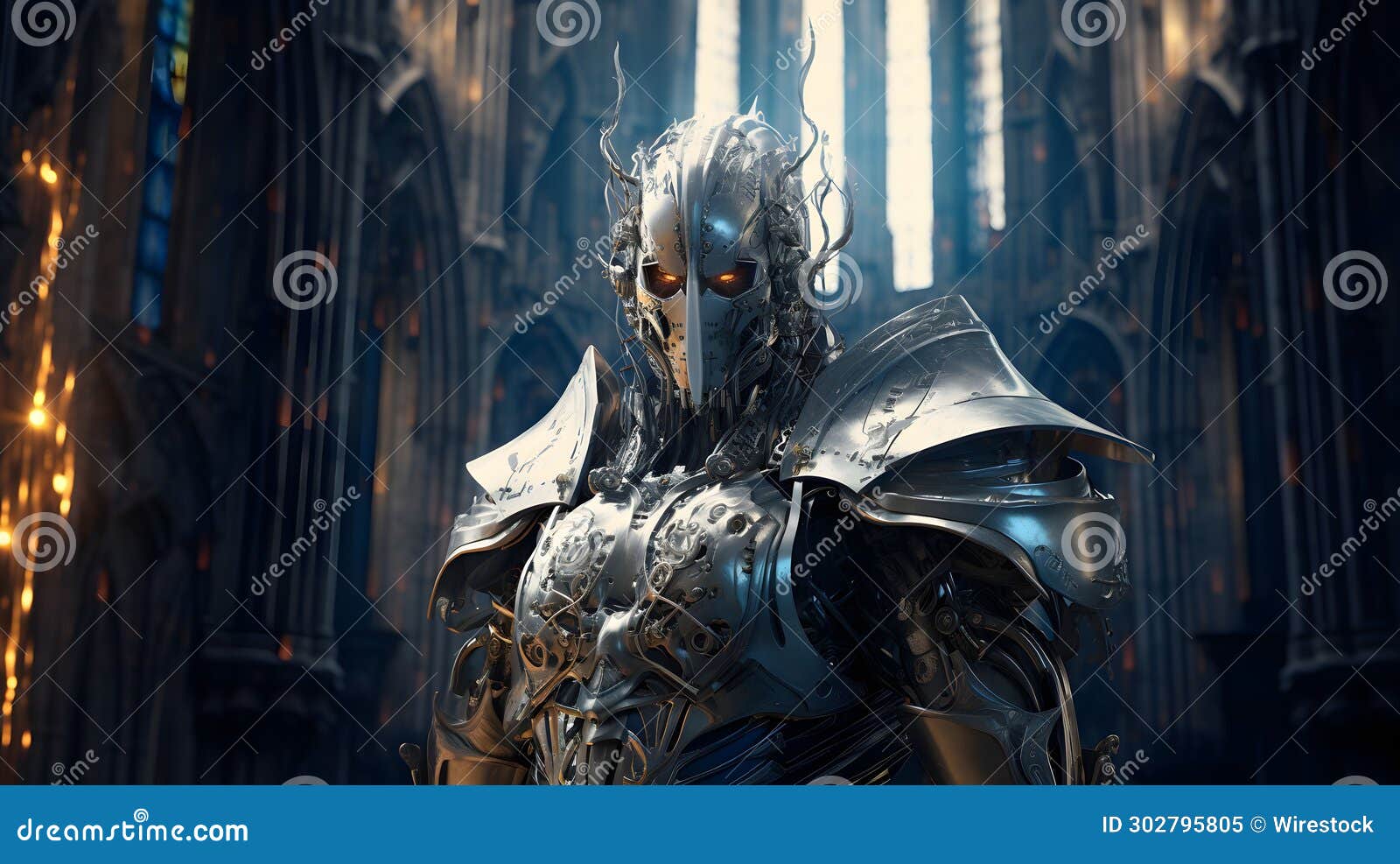 AI Generated Illustration of an Intimidating Robotic with Yellow ...