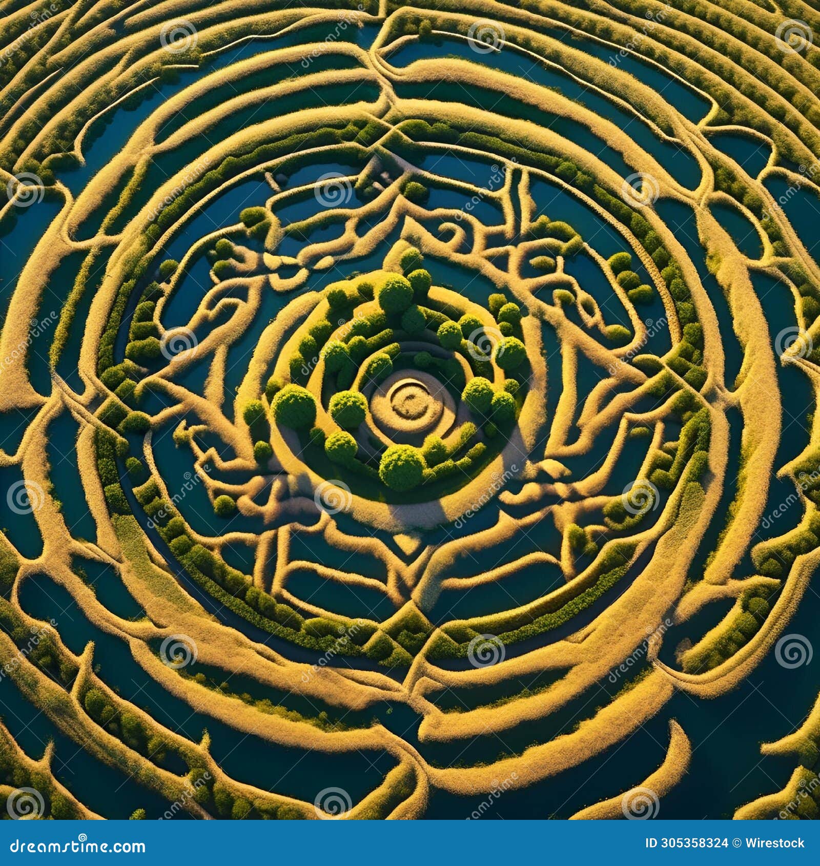 AI Generated Illustration of an Intricately Designed Circular Maze ...