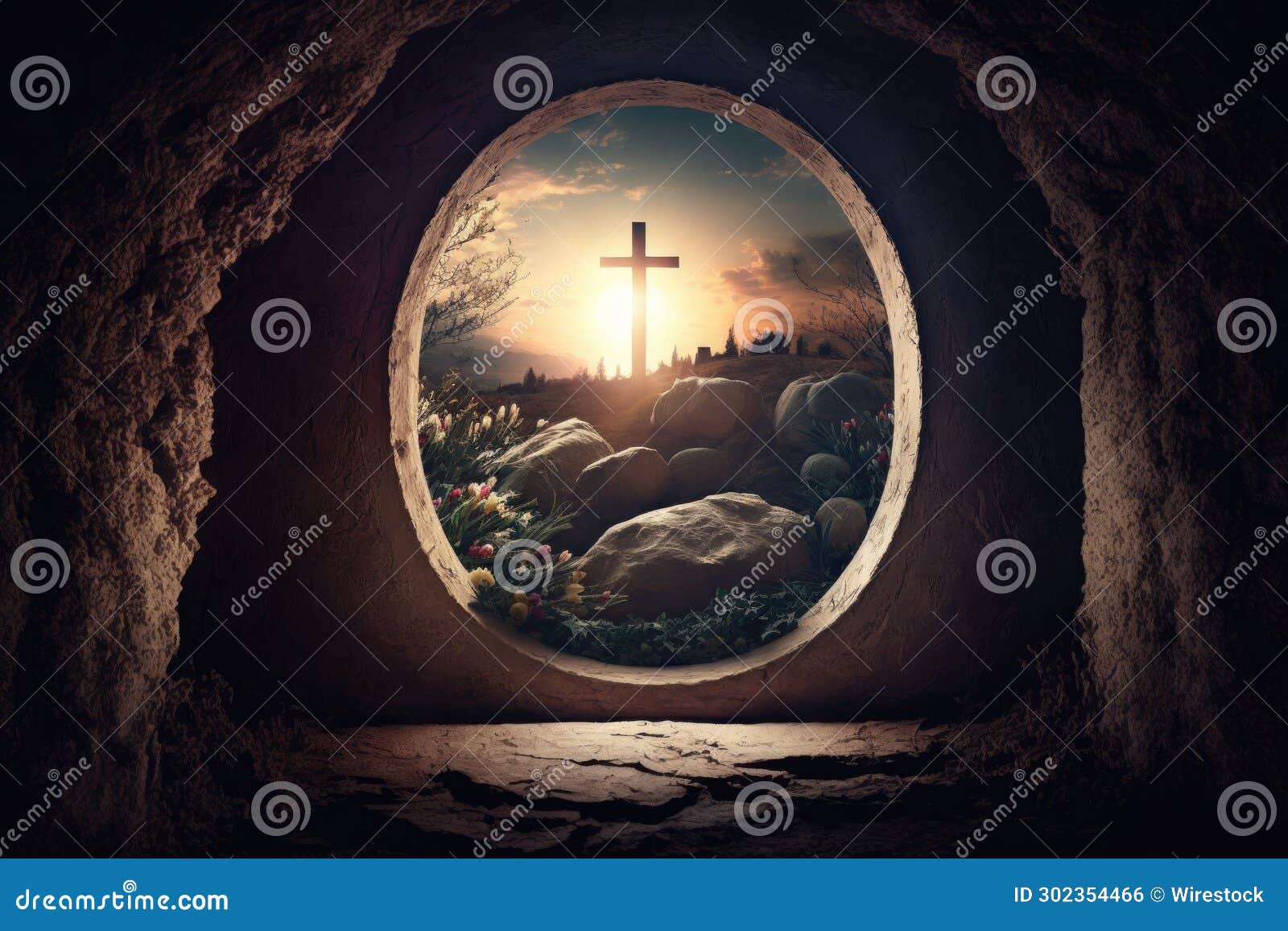 AI Generated Illustration of Jesus Cross through the Hole in the Ground ...