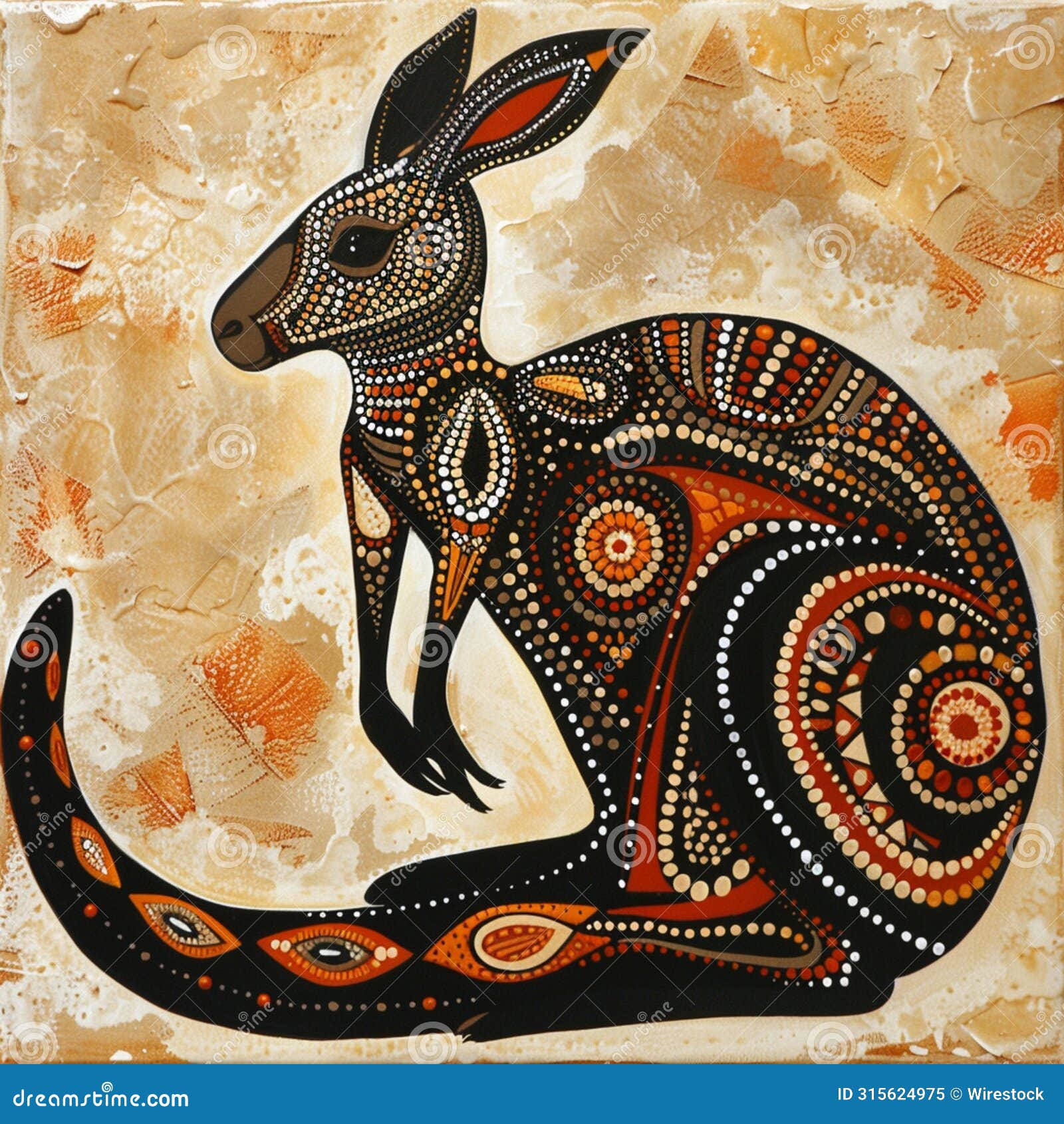 AI Generated Illustration of a Kangaroo Painted with Traditional ...
