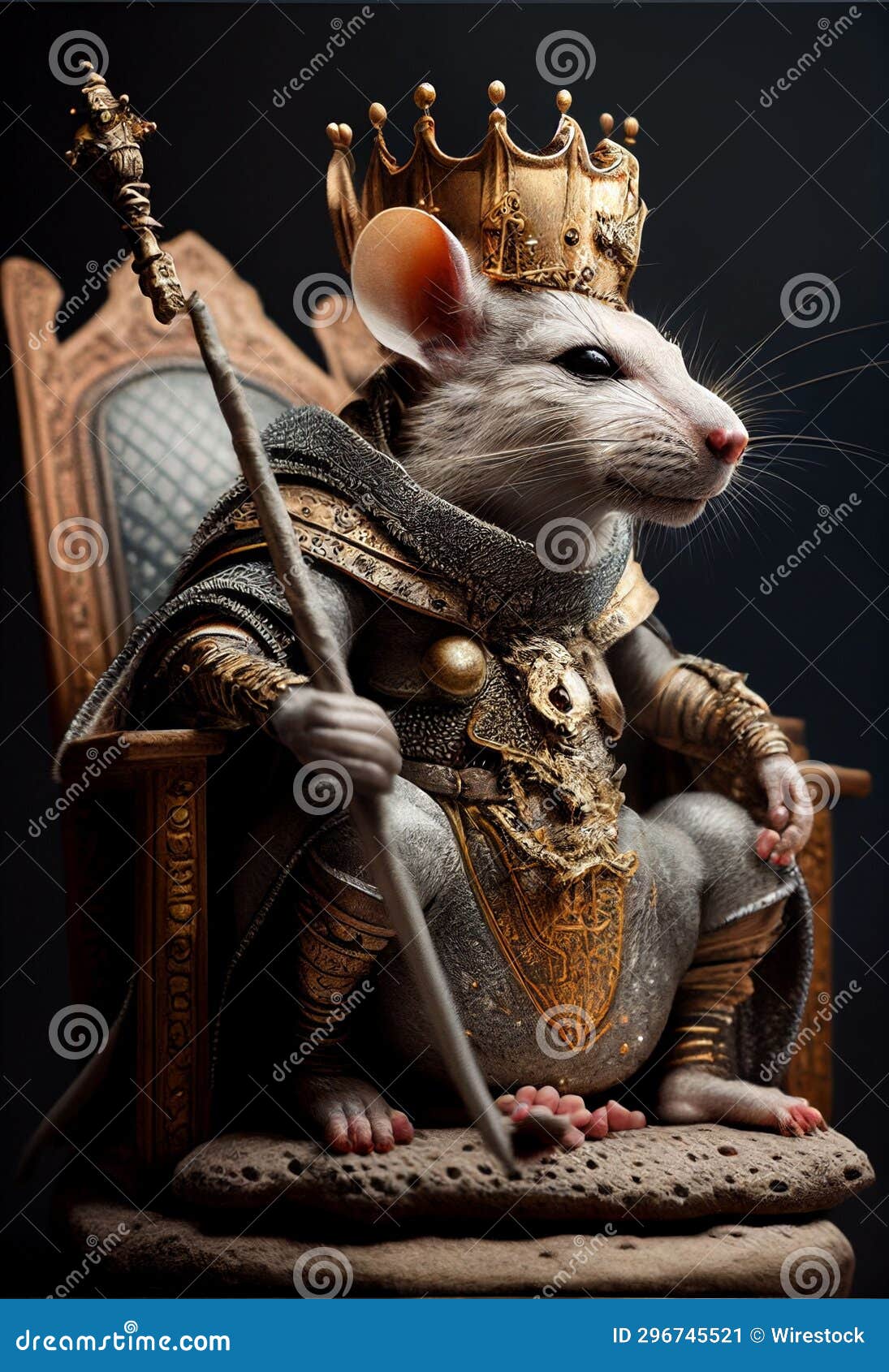 AI-generated Illustration of the King Mice Holding a Sword and Sitting ...