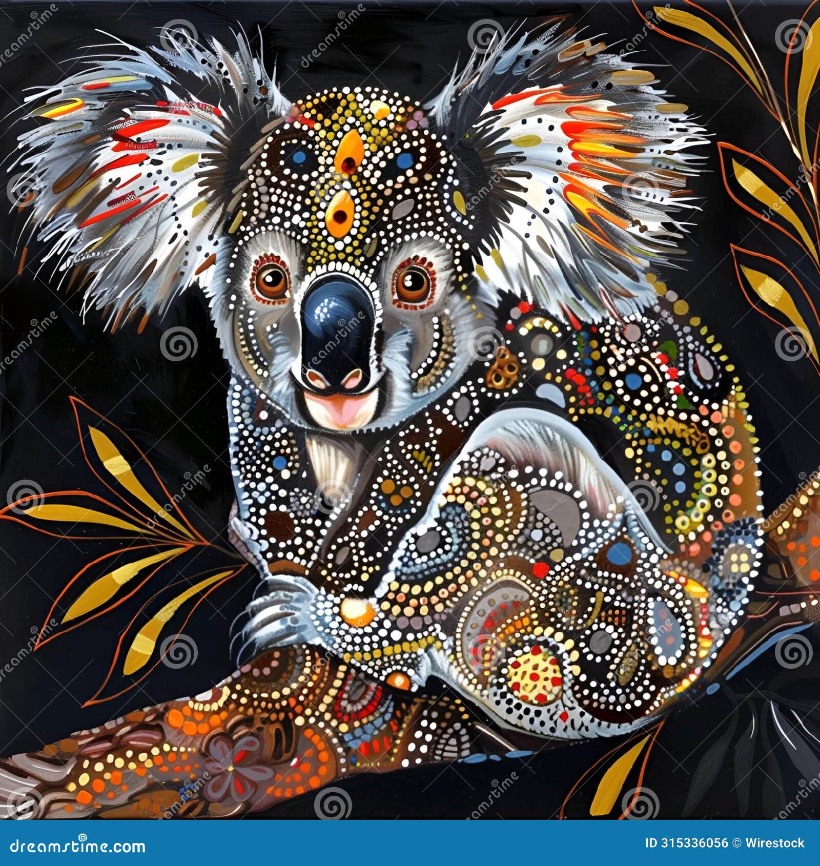 AI Generated Illustration of a Koala Painted in Aboriginal Style Stock ...