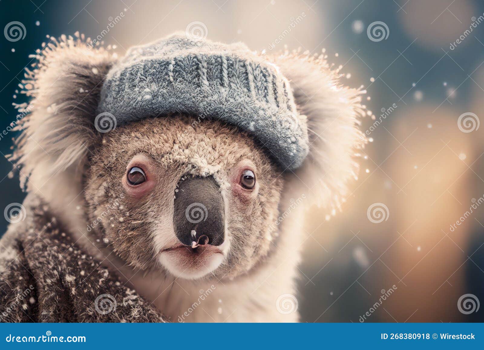 AI-generated Illustration of a Koala Wearing a Winter Hat on a Cold ...