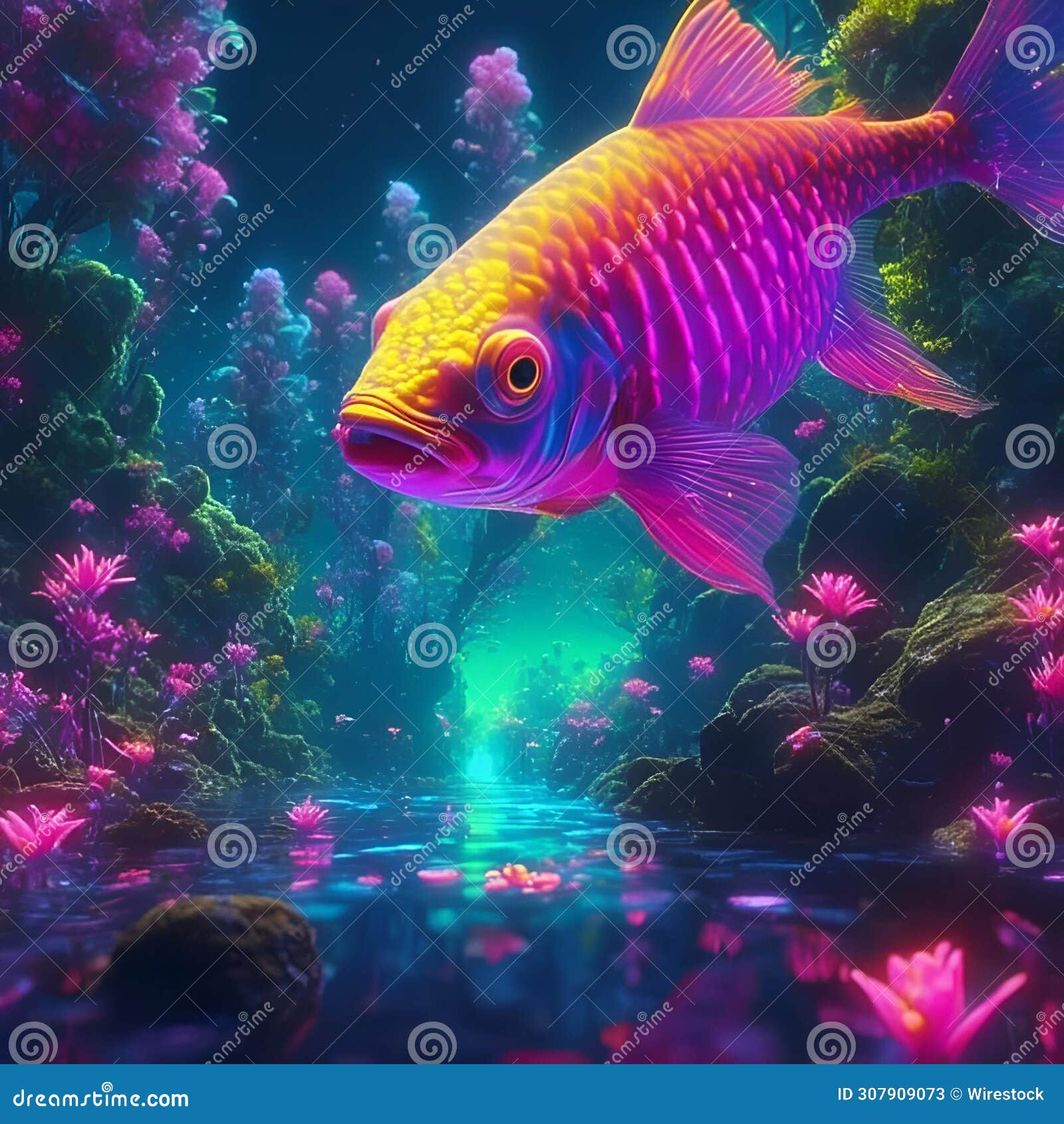 AI Generated Illustration of a Large Fish Observing Something in the ...