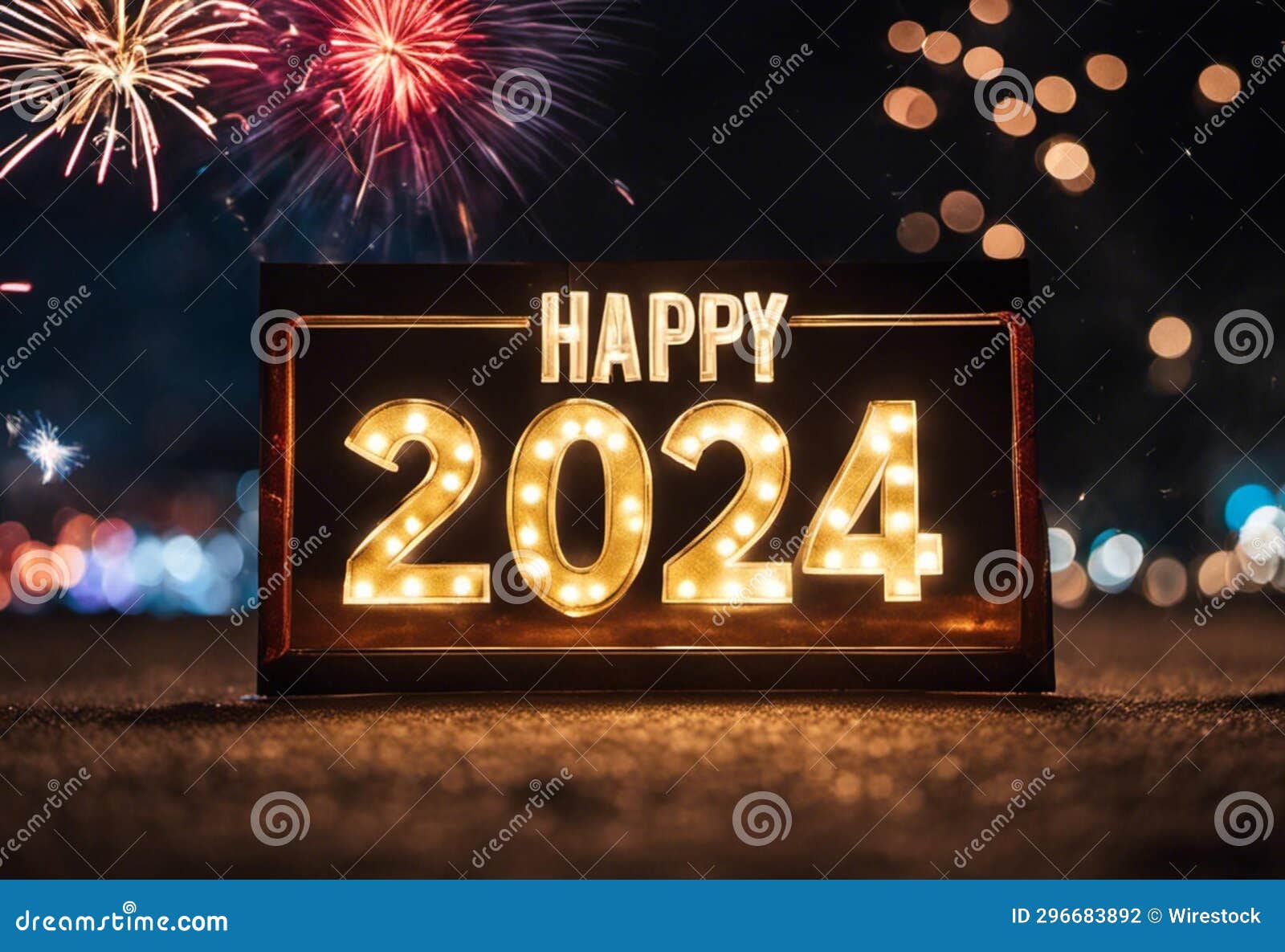 AI-generated Illustration of a Large Lit-up Sign that Reads Happy 2024 ...