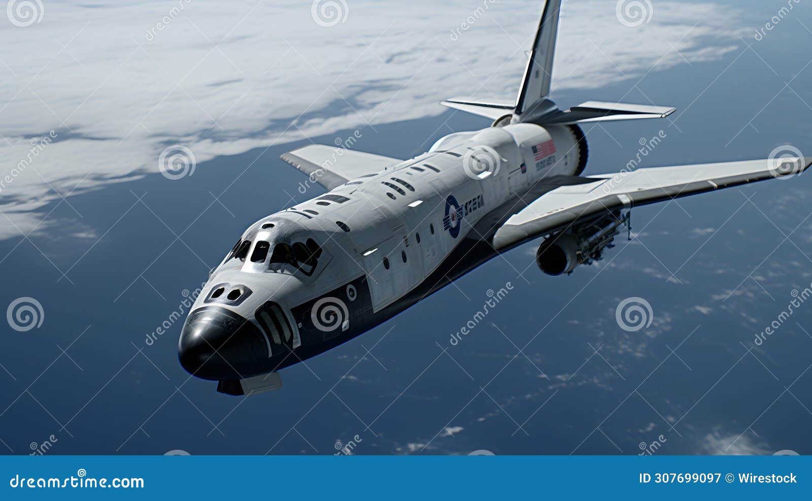 A Big Space Shuttle that is Flying through the Sky and the Clouds Stock ...