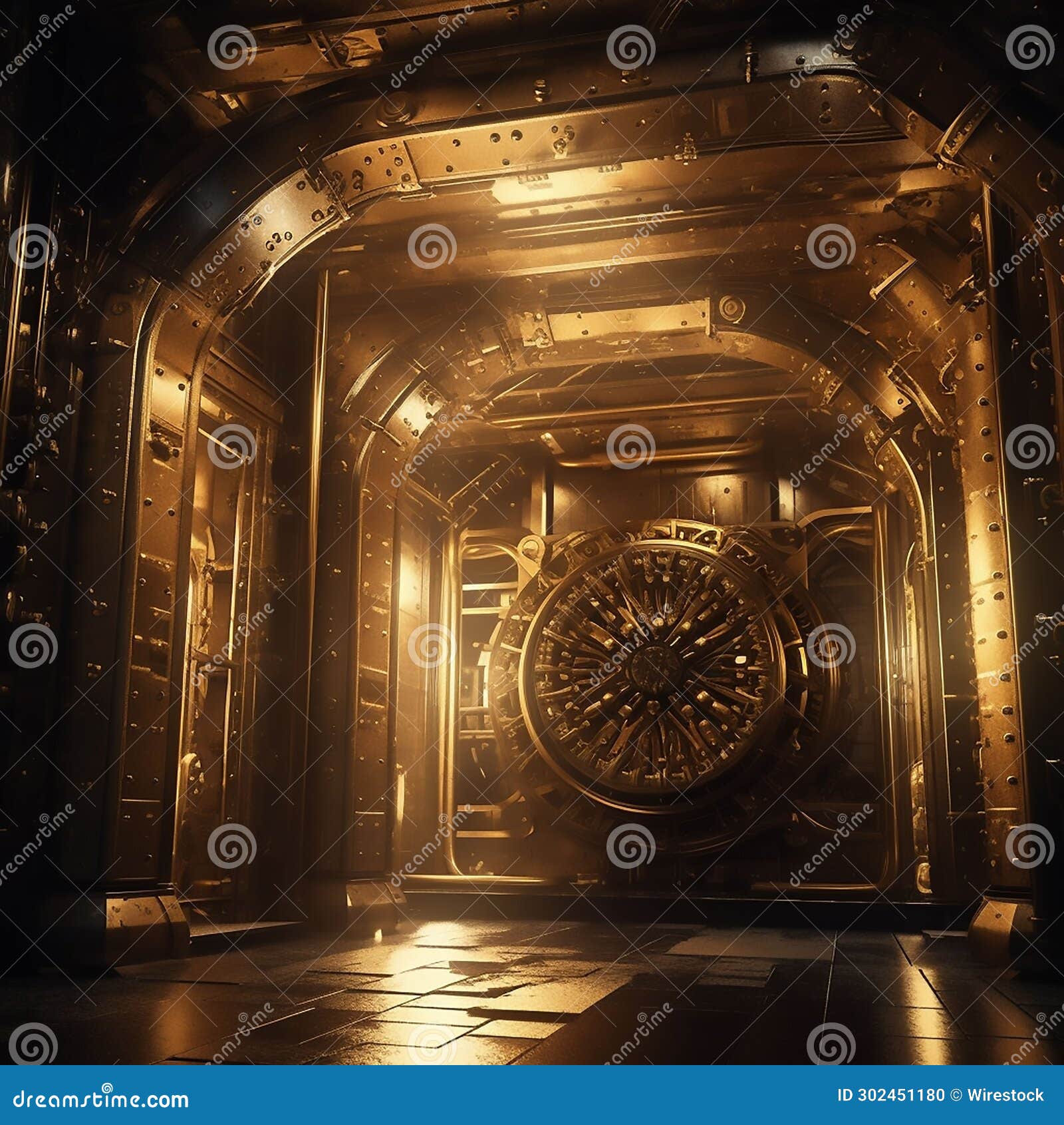 AI Generated Illustration of a Large Underground Golden Vault Stock ...