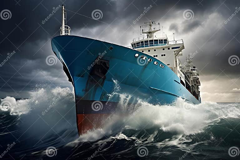 AI-generated Illustration of a Large Vessel Navigating through Choppy ... AI-generated Illustration of a Large Vessel Navigating through Choppy ...