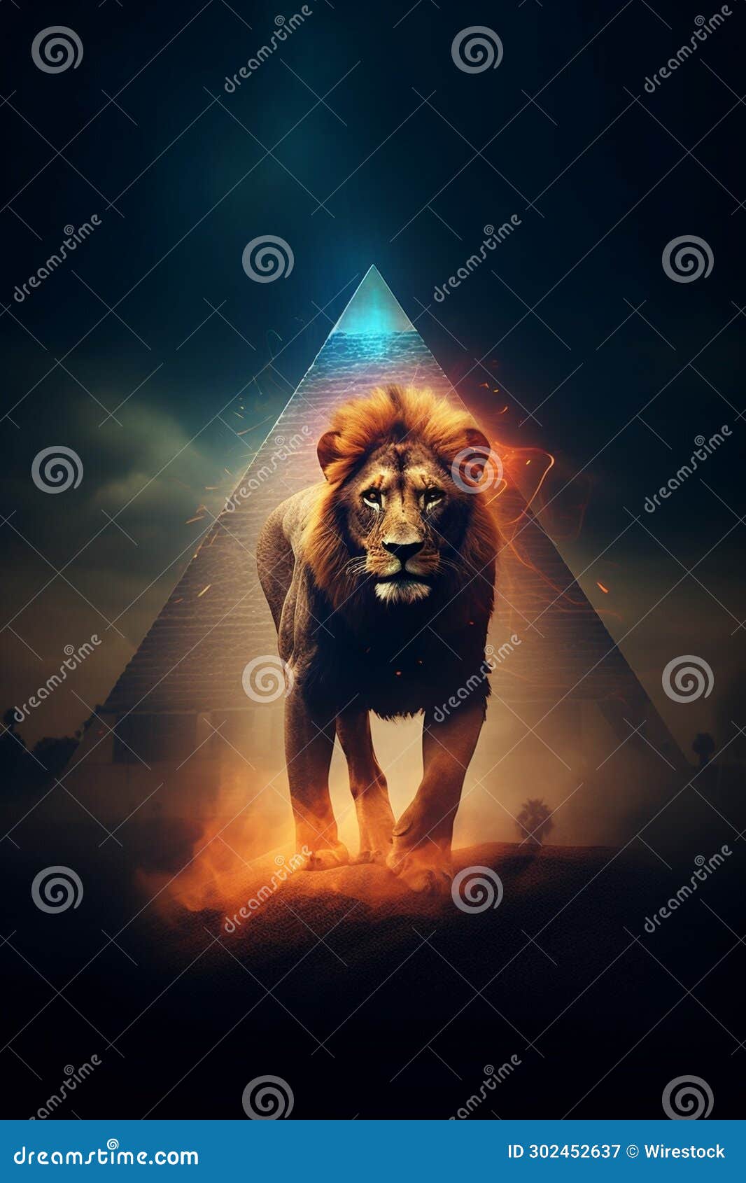 An Eye With Pyramid In Fire On Background. Alchemy Masonic Symbol ...