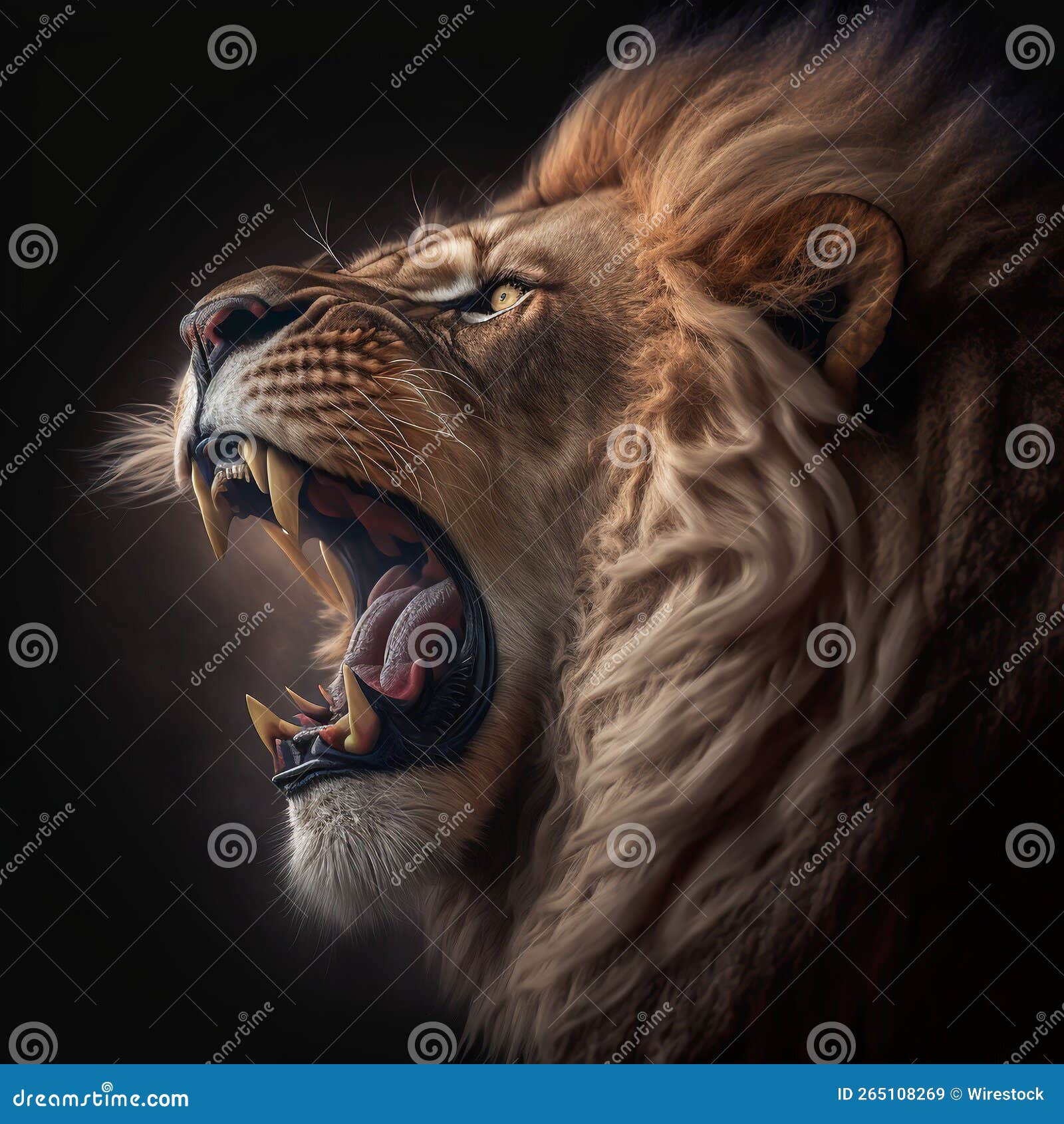 AI Generated Illustration of a Lion Roaring Stock Illustration ...
