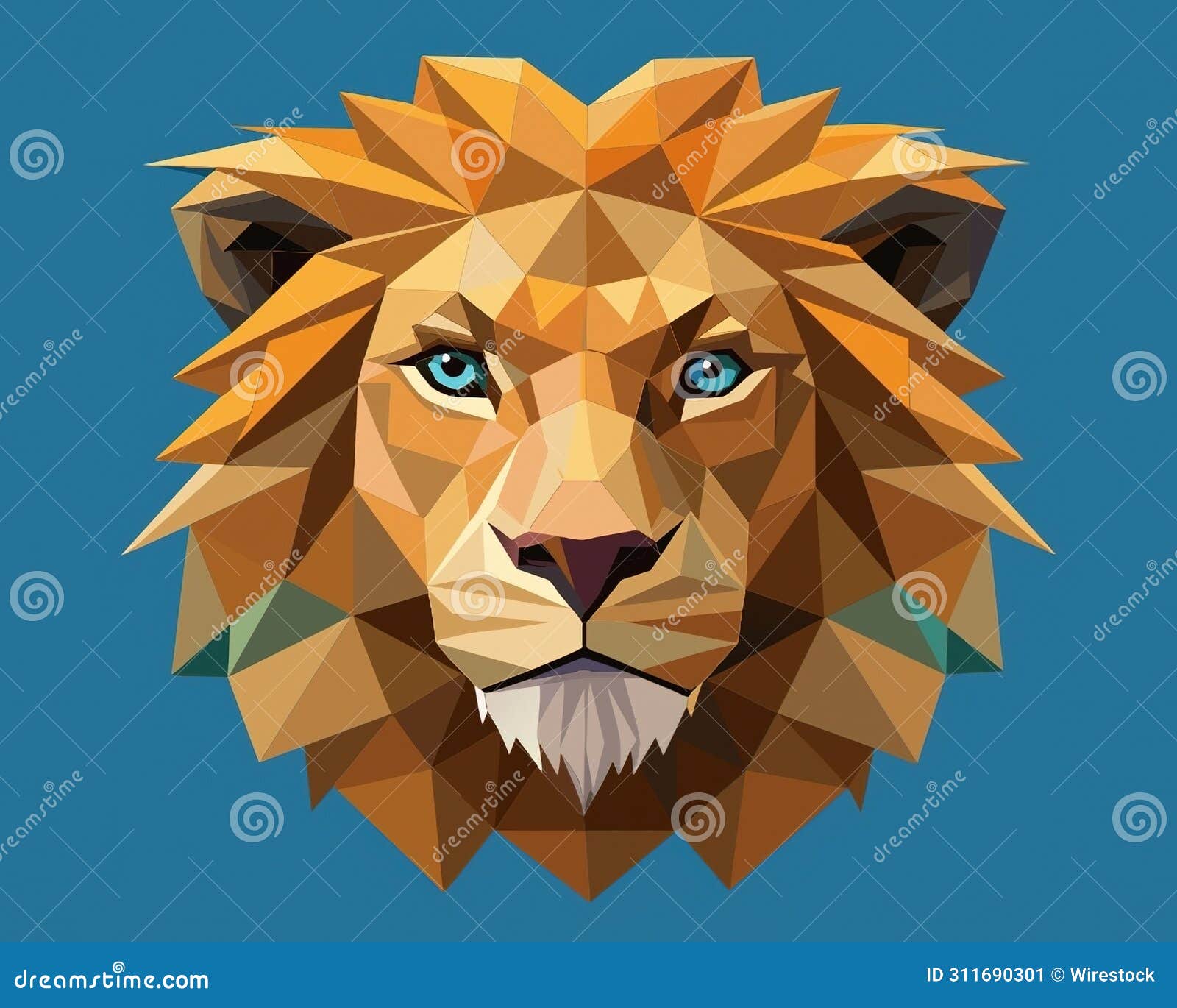 AI Generated Illustration of a Lion S Face in Geometric Shapes Stock ...