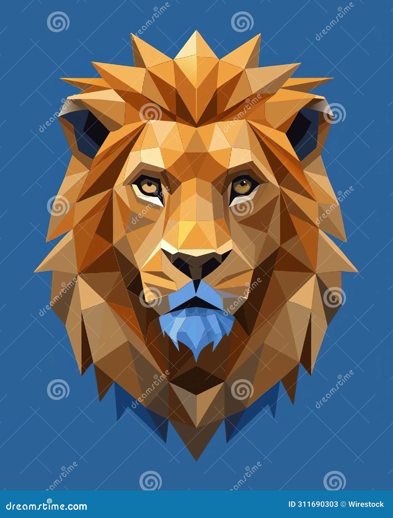 AI Generated Illustration of a Lion S Face in Geometric Shapes Stock ...