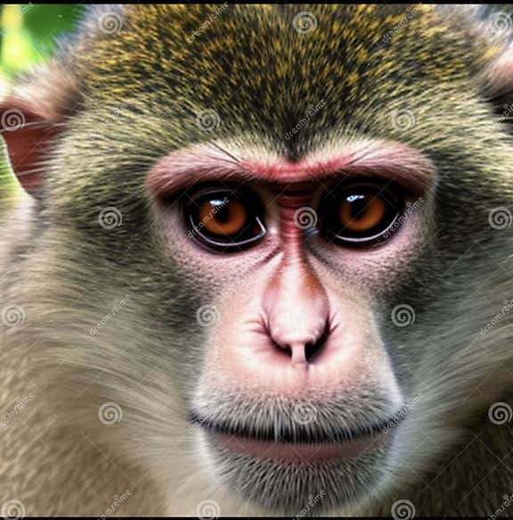 AI Generated Illustration of a Macaque Monkey with an Expressionless ...
