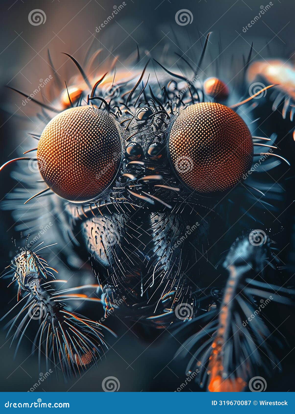 AI Generated Illustration of a Macro Image of an Insect Head Stock ...
