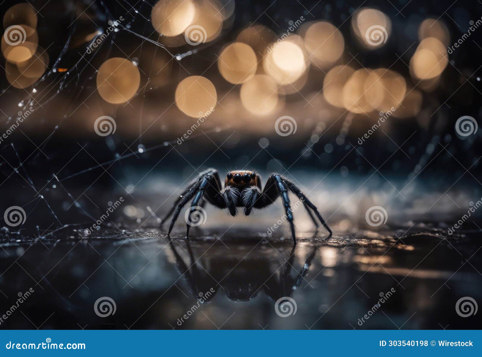 AI Generated Illustration of a Macro of a Spider Crawling Across the ...