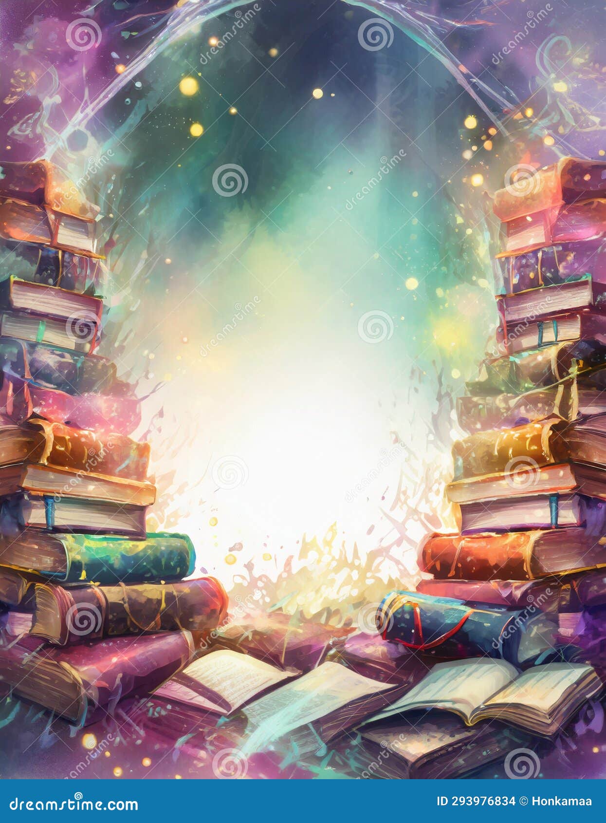 A frame of magic books stock illustration. Illustration of colorful ...