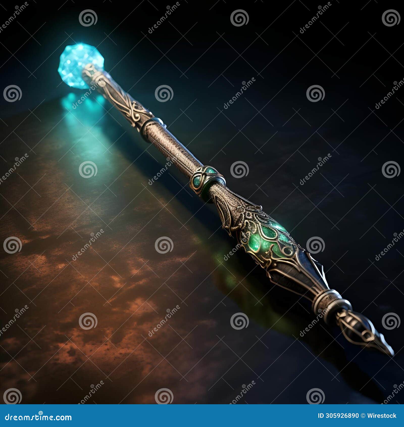 AI-generated Illustration of a Magical Scepter with a Blue Glowing ...
