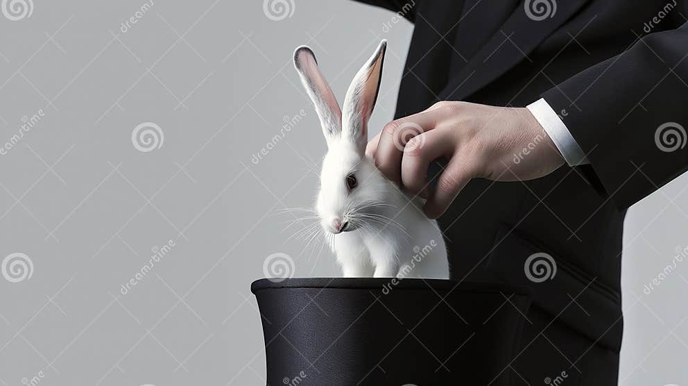 AI Generated Illustration of a Magician Pulling a Rabbit from a Hat ...