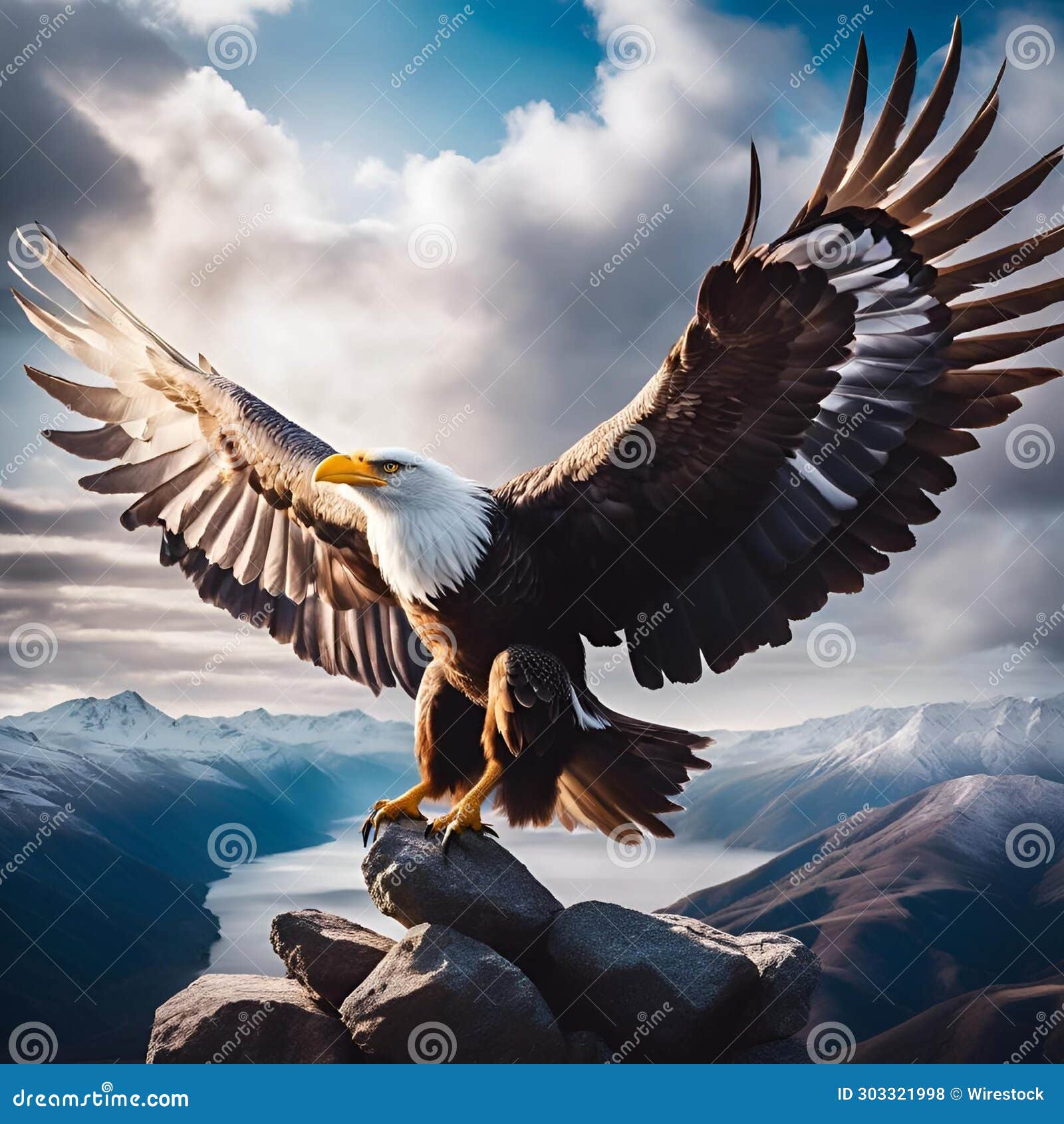 AI Generated Illustration of a Bald Eagle Soaring through the Sky with ...