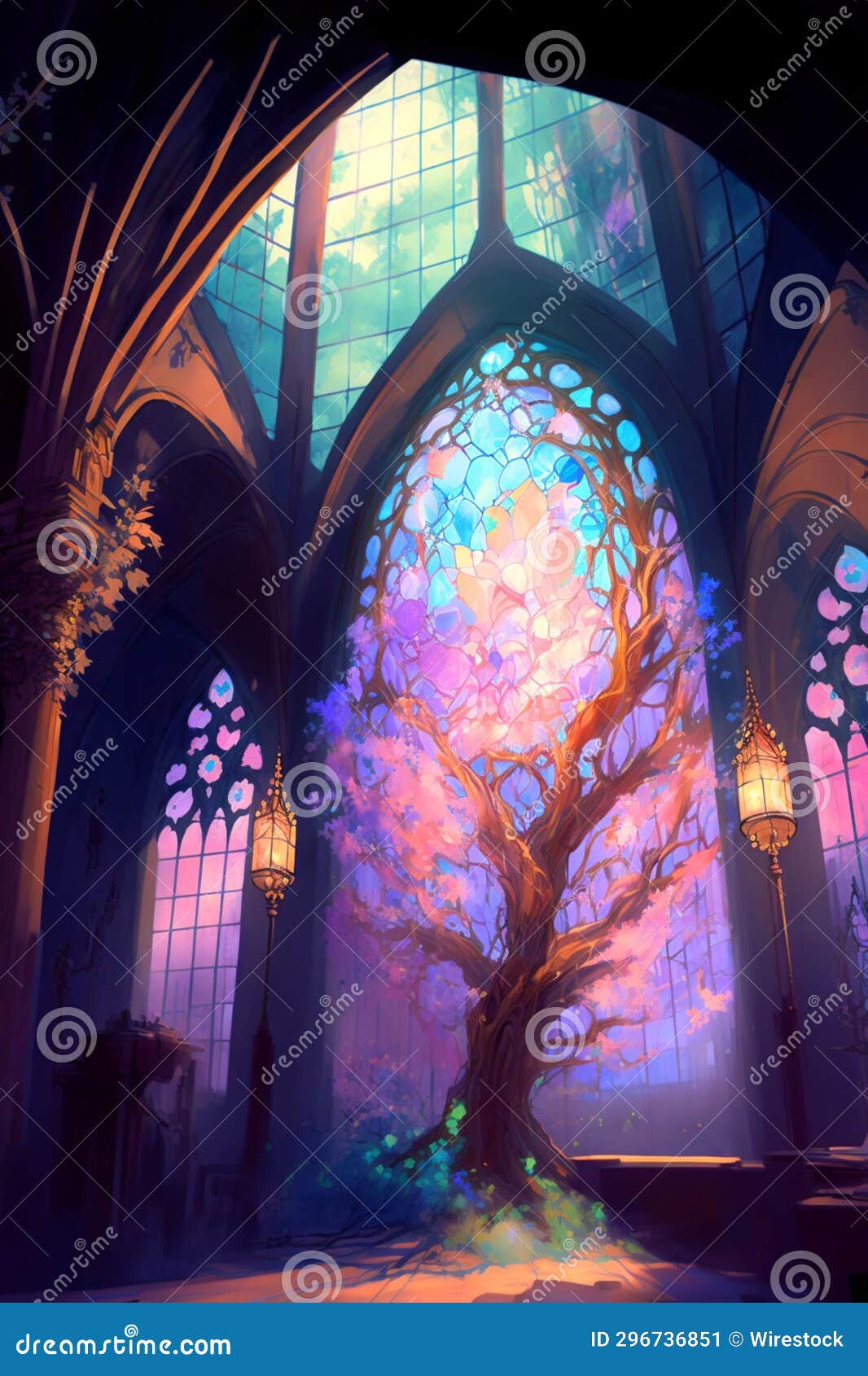 AI-generated Illustration of a Violet Tree Growing Inside a Palace ...