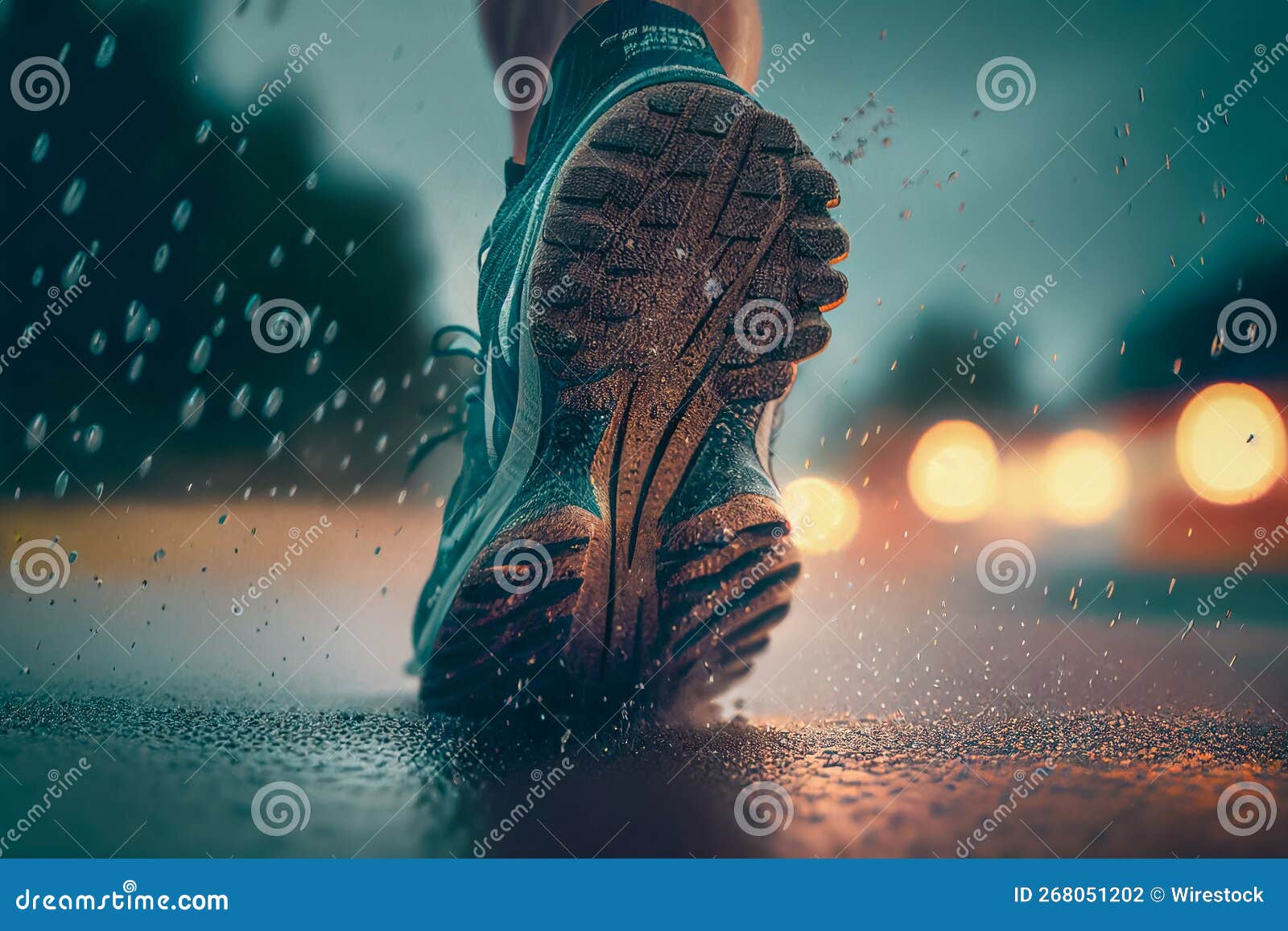 AI Generated Illustration of a Male Athlete Running on the Wet Ground ...