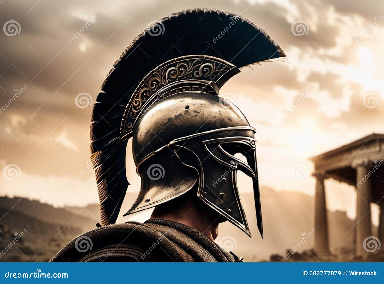 A Gladiator Standing in Front of a Building with Columns Stock ...