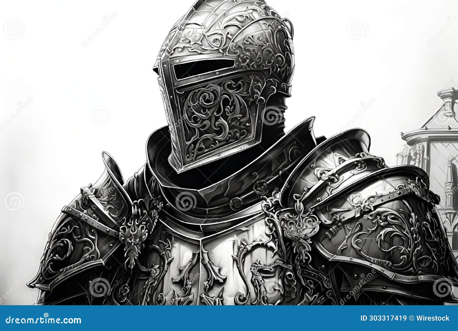 AI Generated Illustration of a Male in a Medieval Armor in Front of an ...