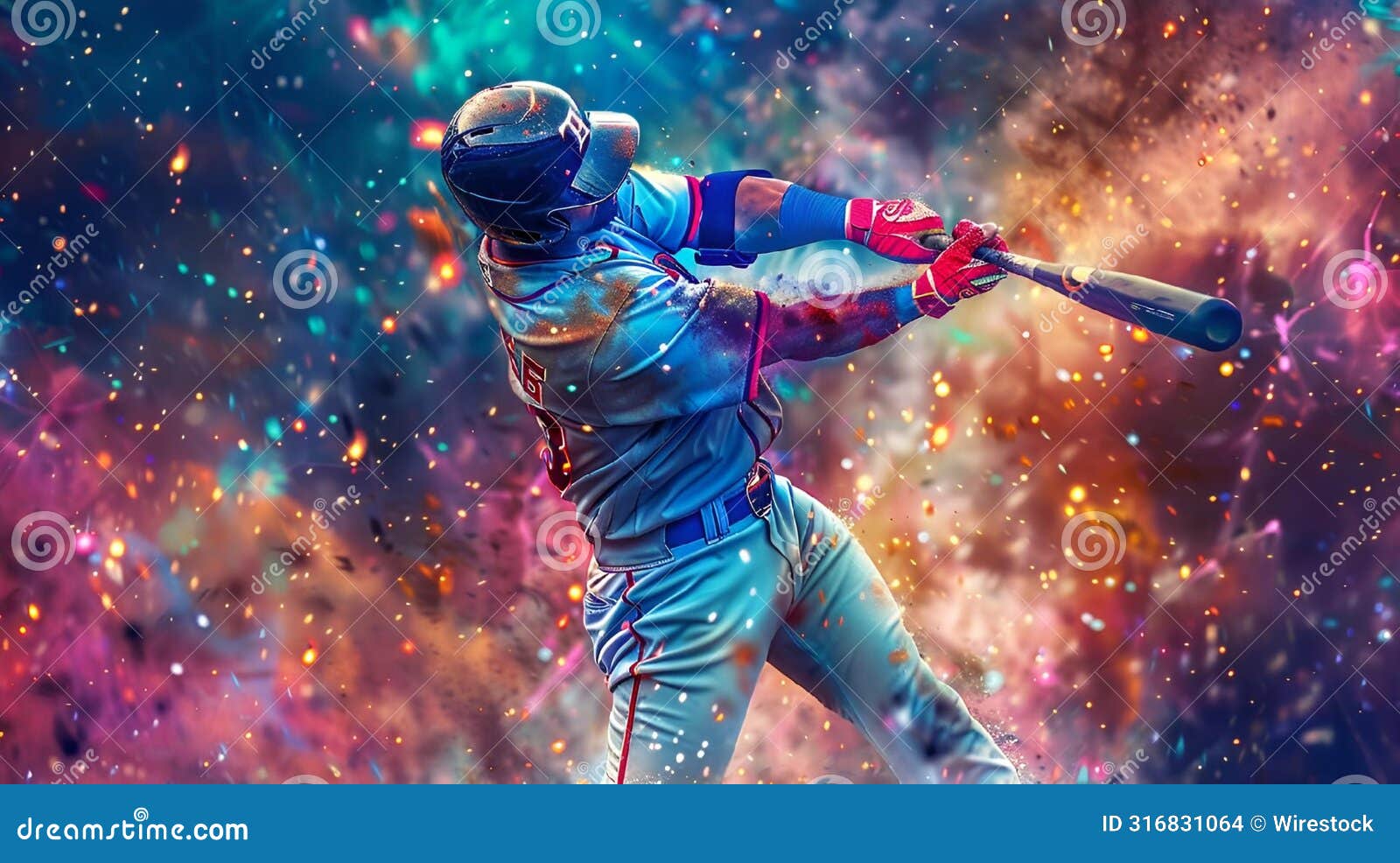 AI Generated Illustration Of A Man Playing Baseball With A Galaxy ...