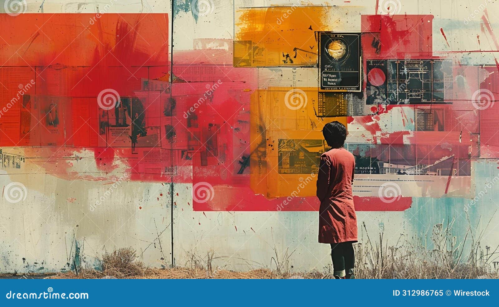 A Man Stands in Front of a Wall with Lots of Posters on it Stock ...