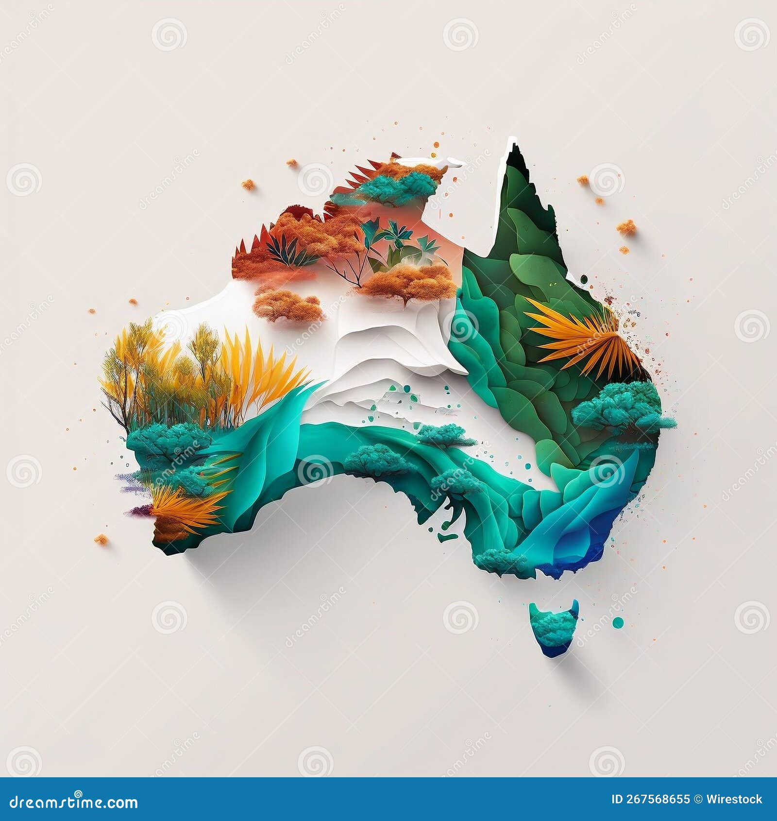 AI-generated Illustration of the Map of Australia with Colorful Floral ...