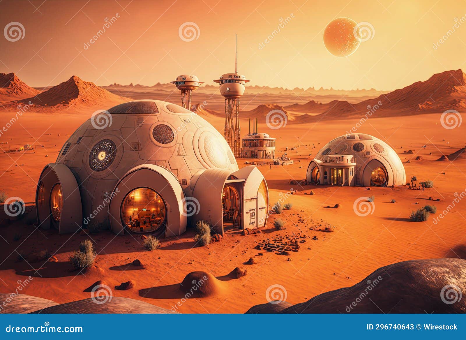 AI Generated Illustration of a Mars Colony Stock Illustration ...