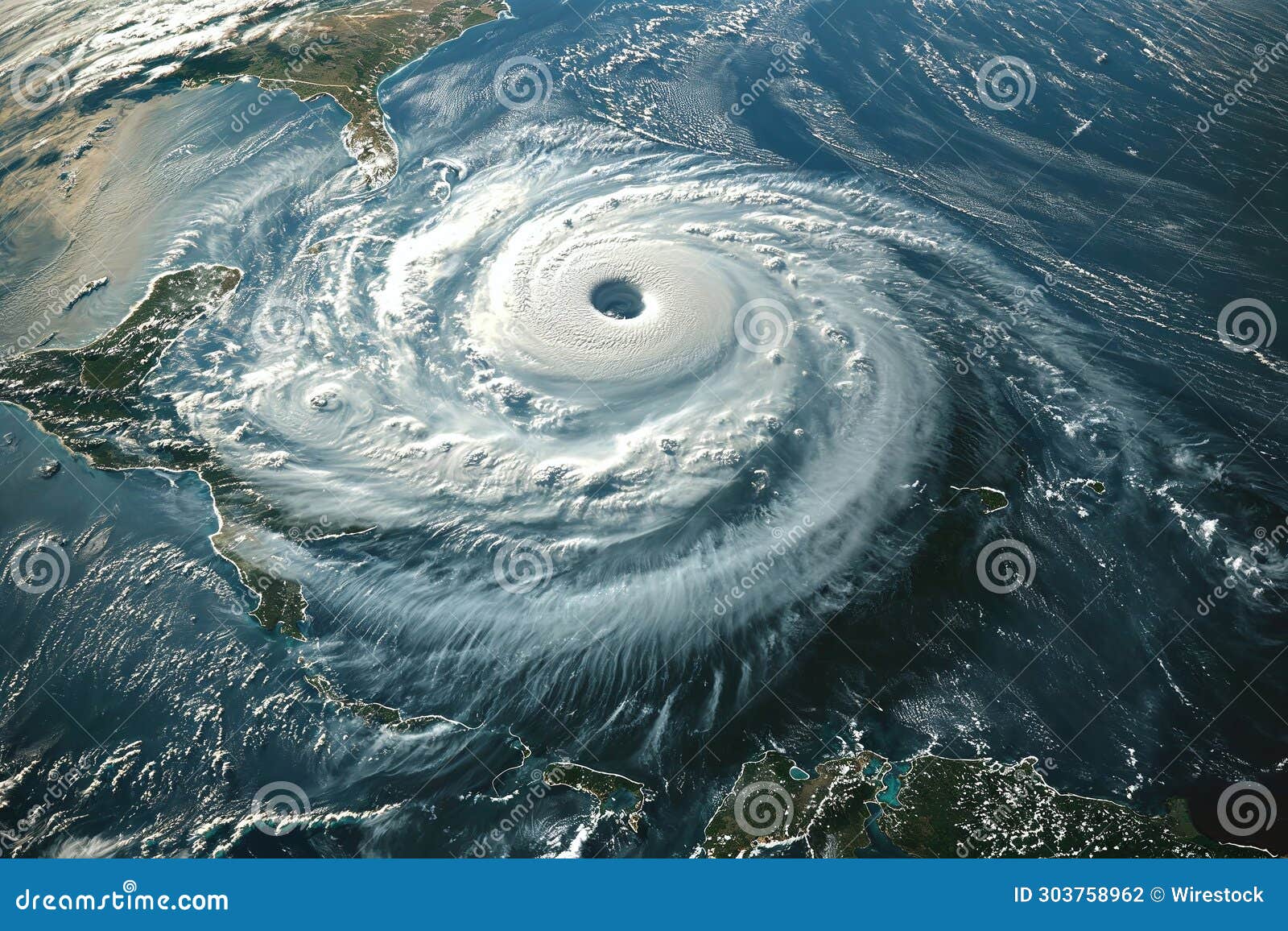 AI Generated Illustration of a Massive Hurricane Viewed from a ...
