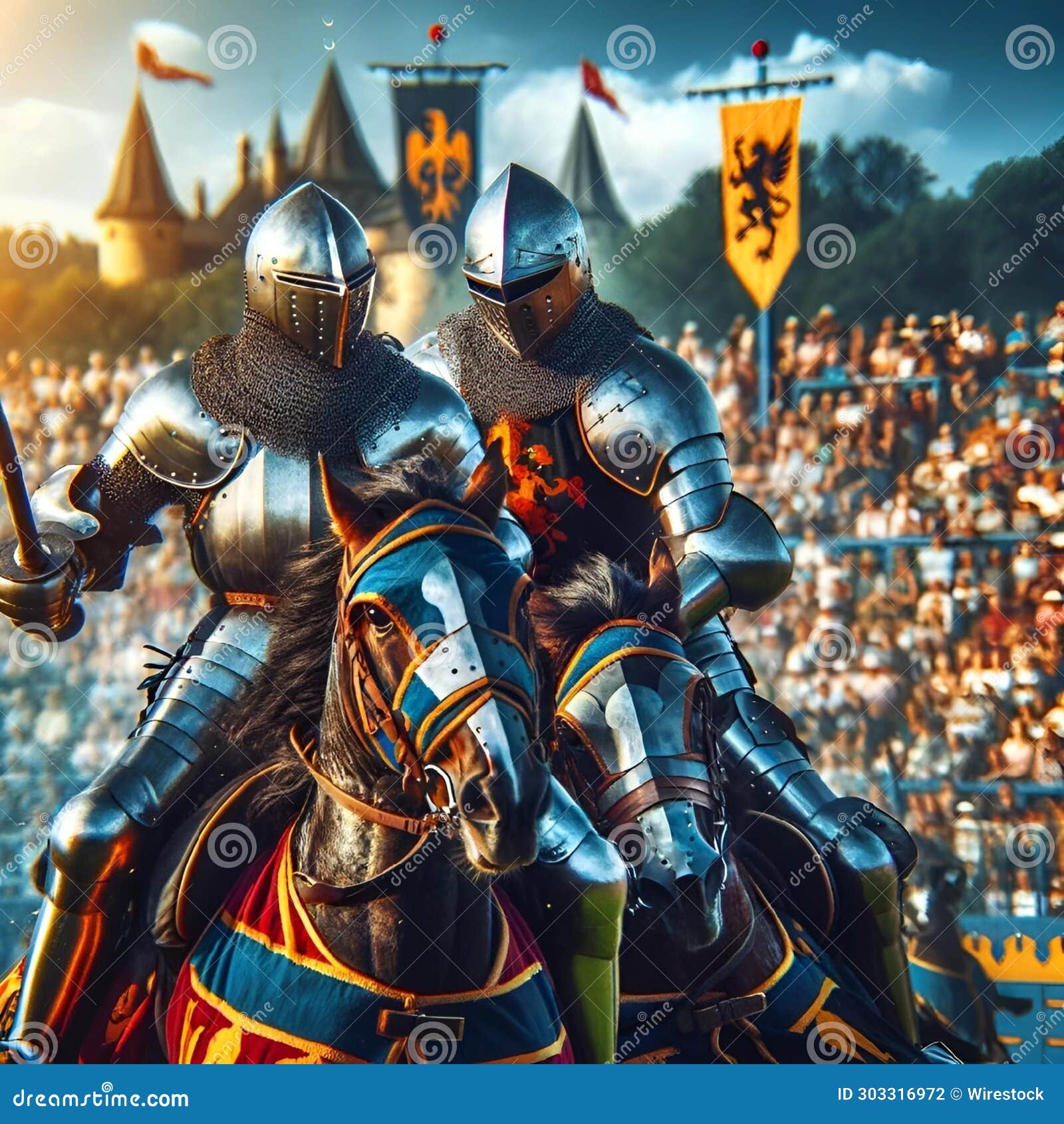 AI Generated Illustration of Medieval Knights Dressed in Full Armor in ...