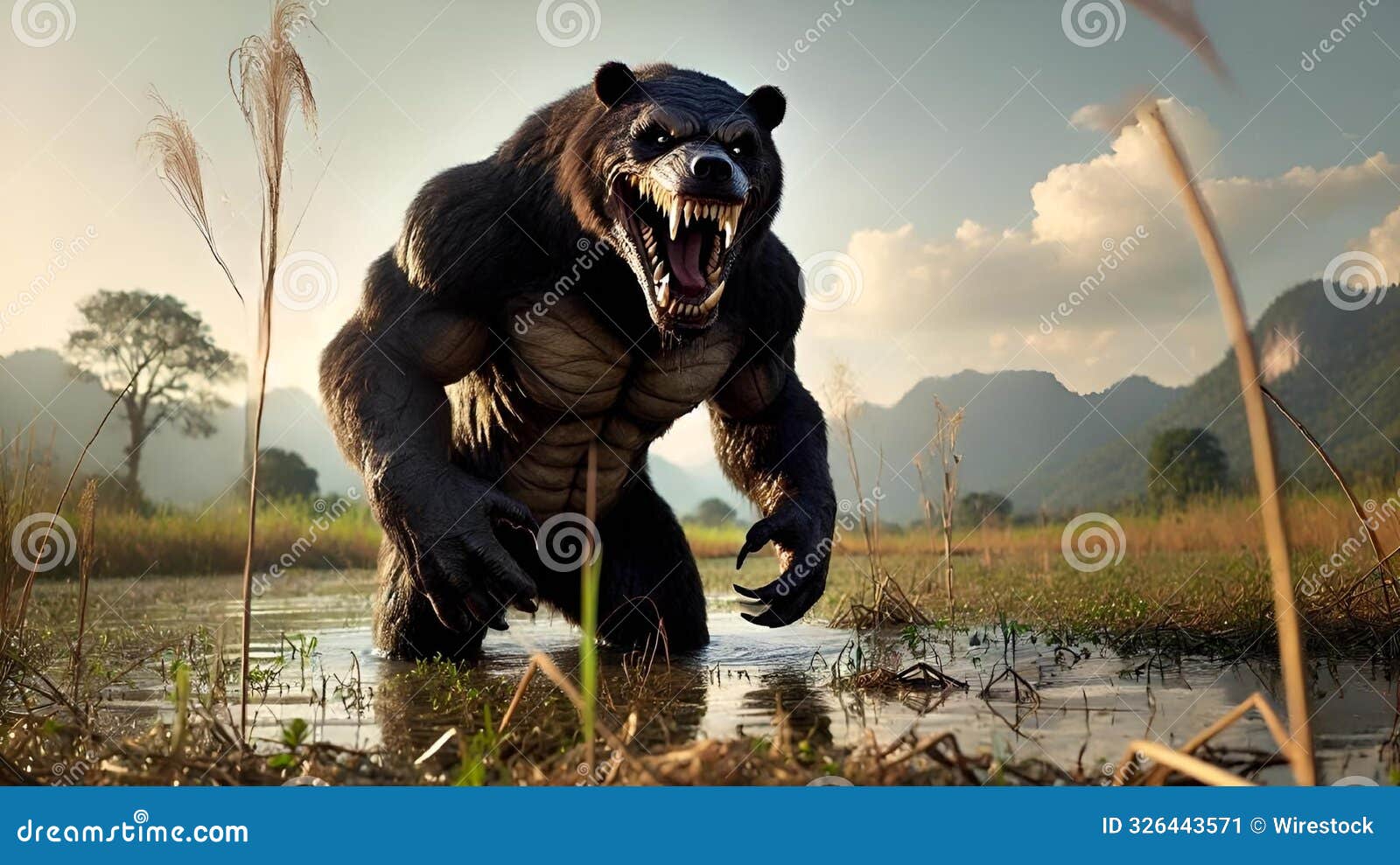 AI Generated Illustration of a Menacing Bear-like Creature with ...