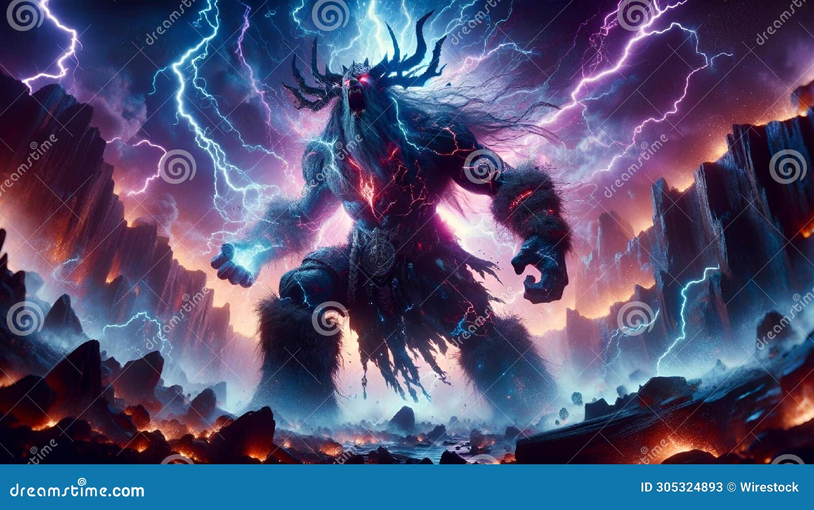 Menacing Beast with Electrifying Backdrop Stock Illustration ...