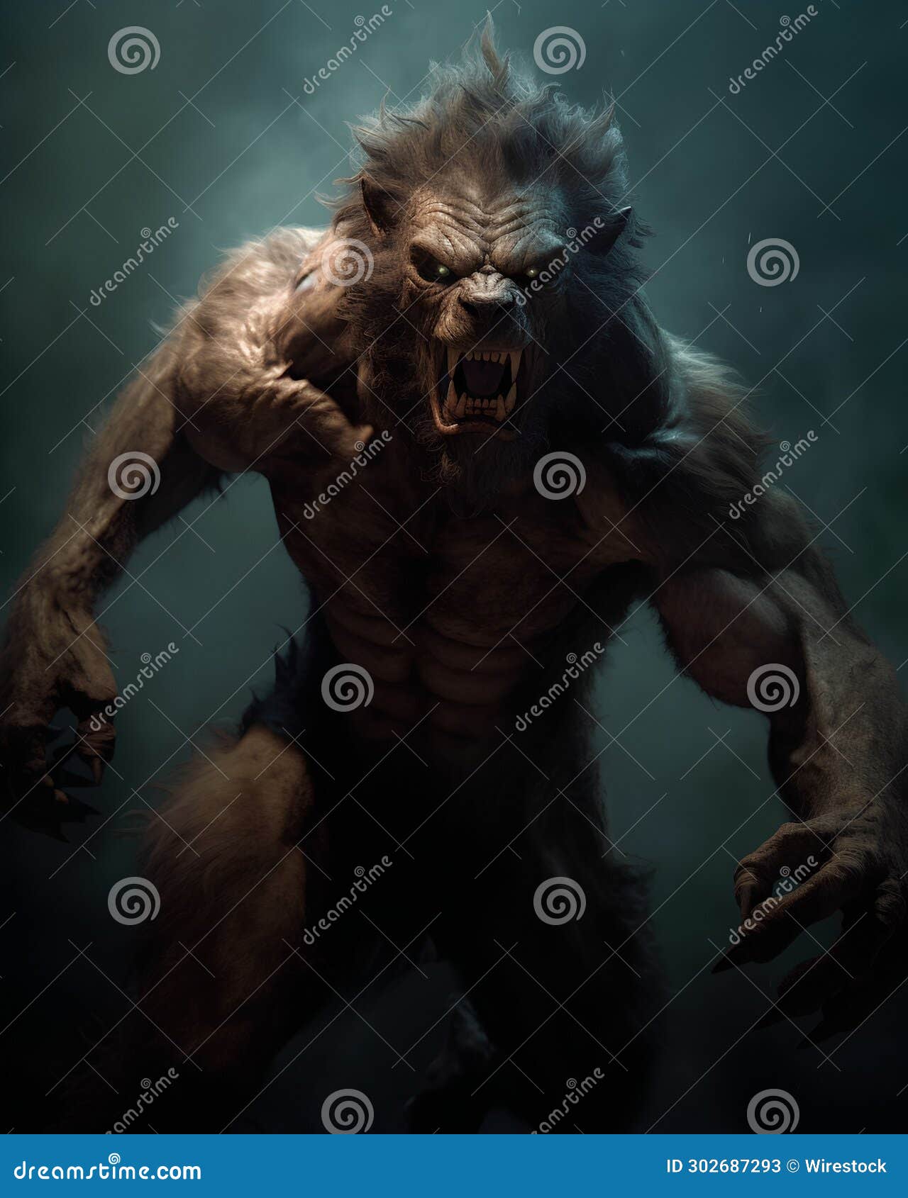 AI Generated Illustration of a Menacing Creature Roaring with Sharp ...