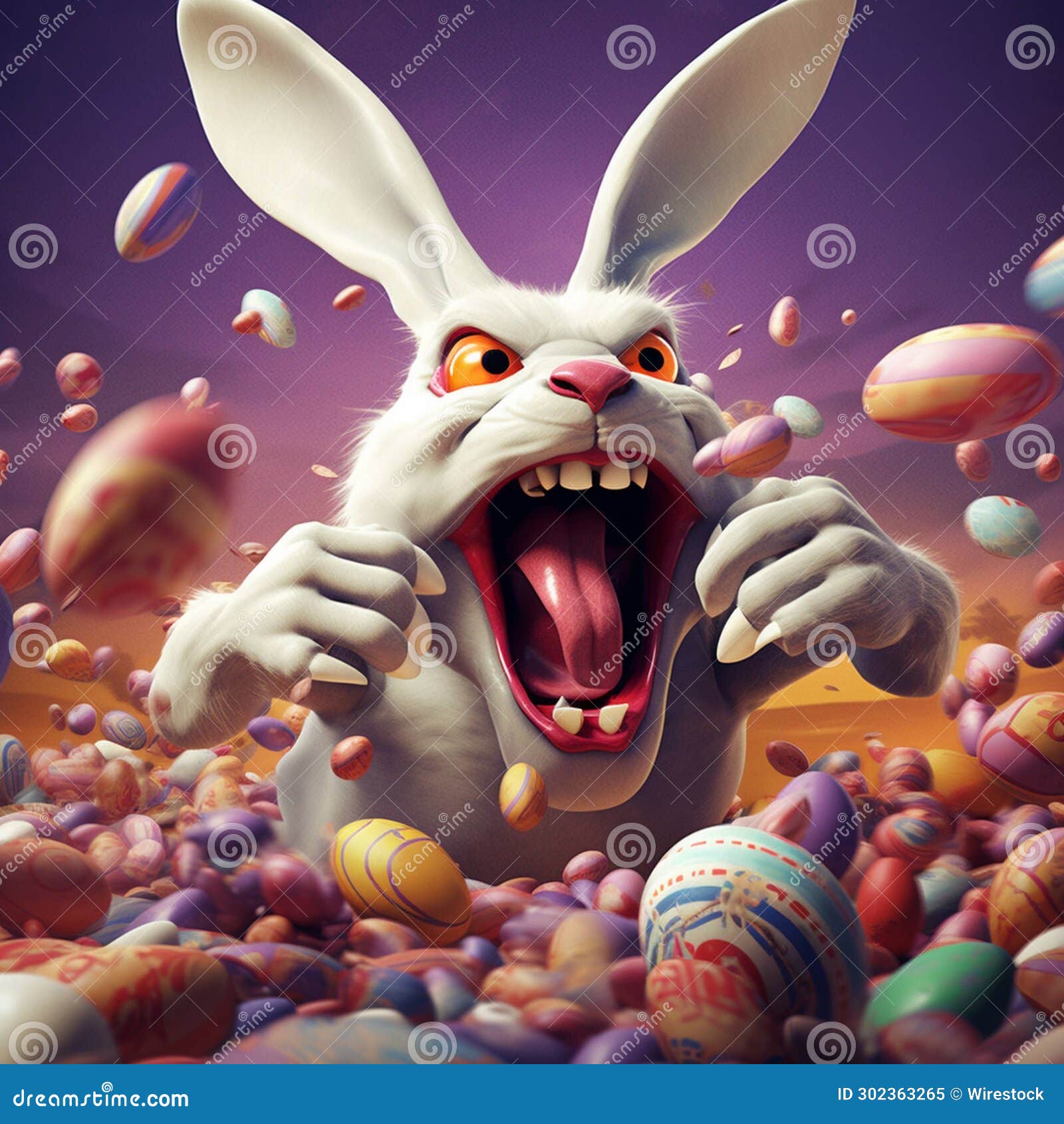 AI Generated Illustration of a Menacing Rabbit Standing in a Field of ...