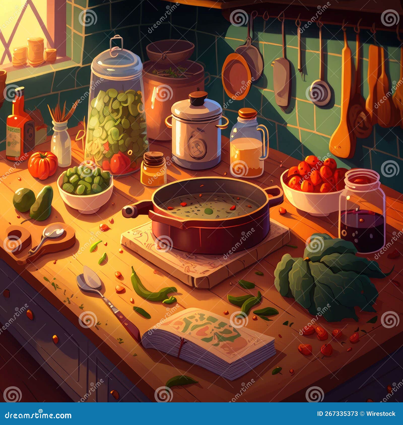 AI-generated Illustration of a Messy Table in a Kitchen while Preparing ...